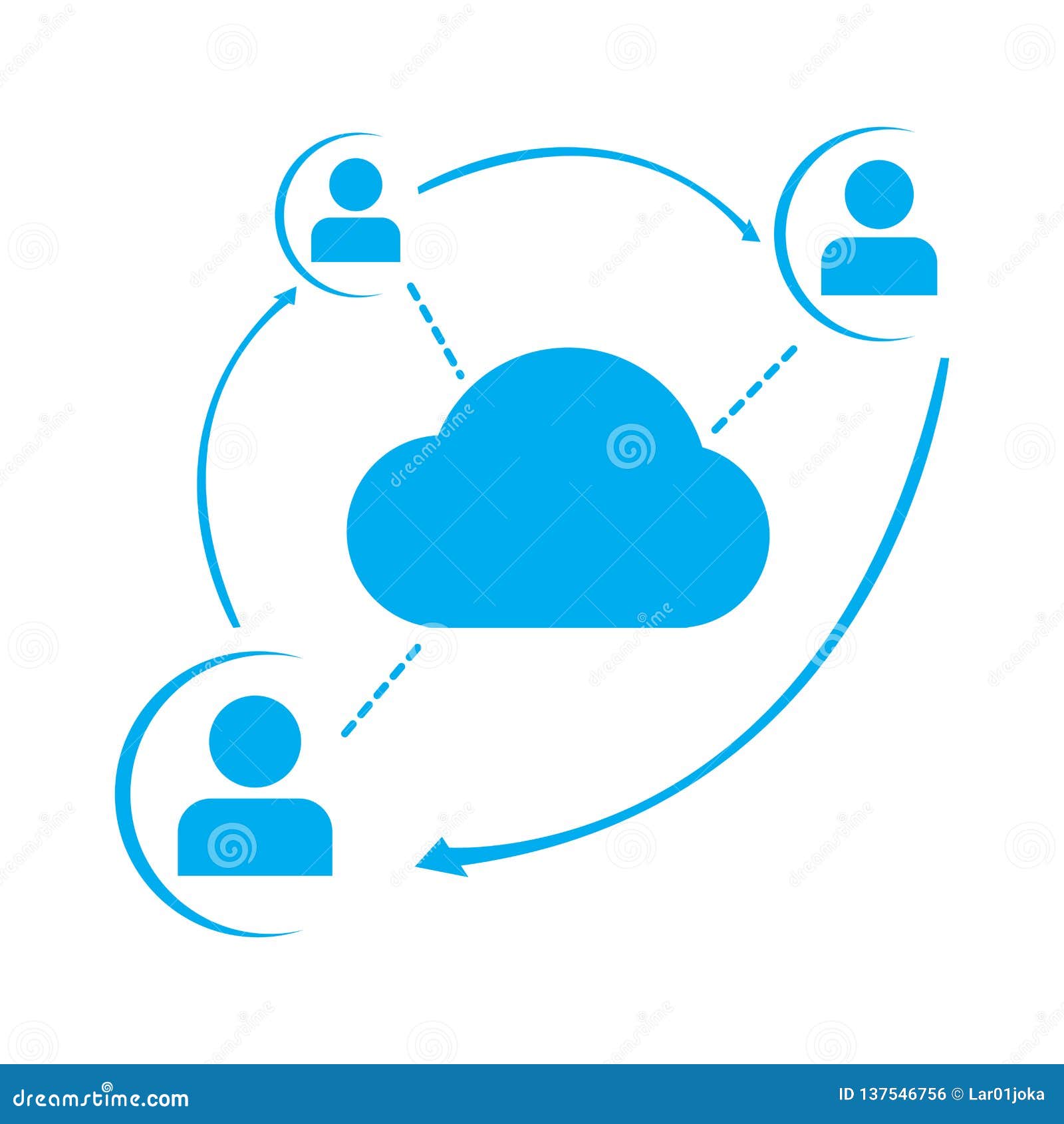 Connected People with a Cloud Stock Vector - Illustration of network ...