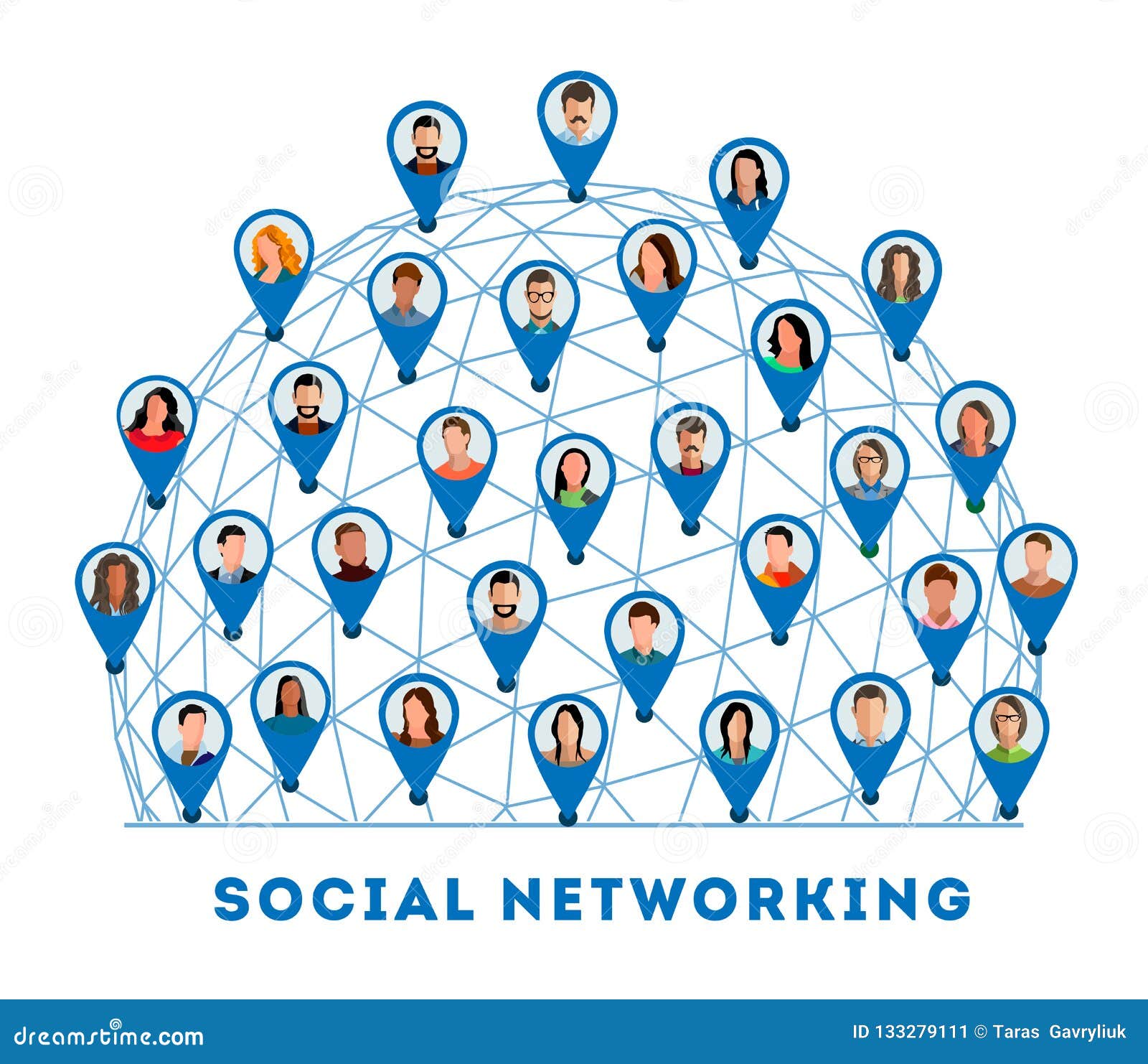 Connected People and Social Network Stock Vector - Illustration of ...