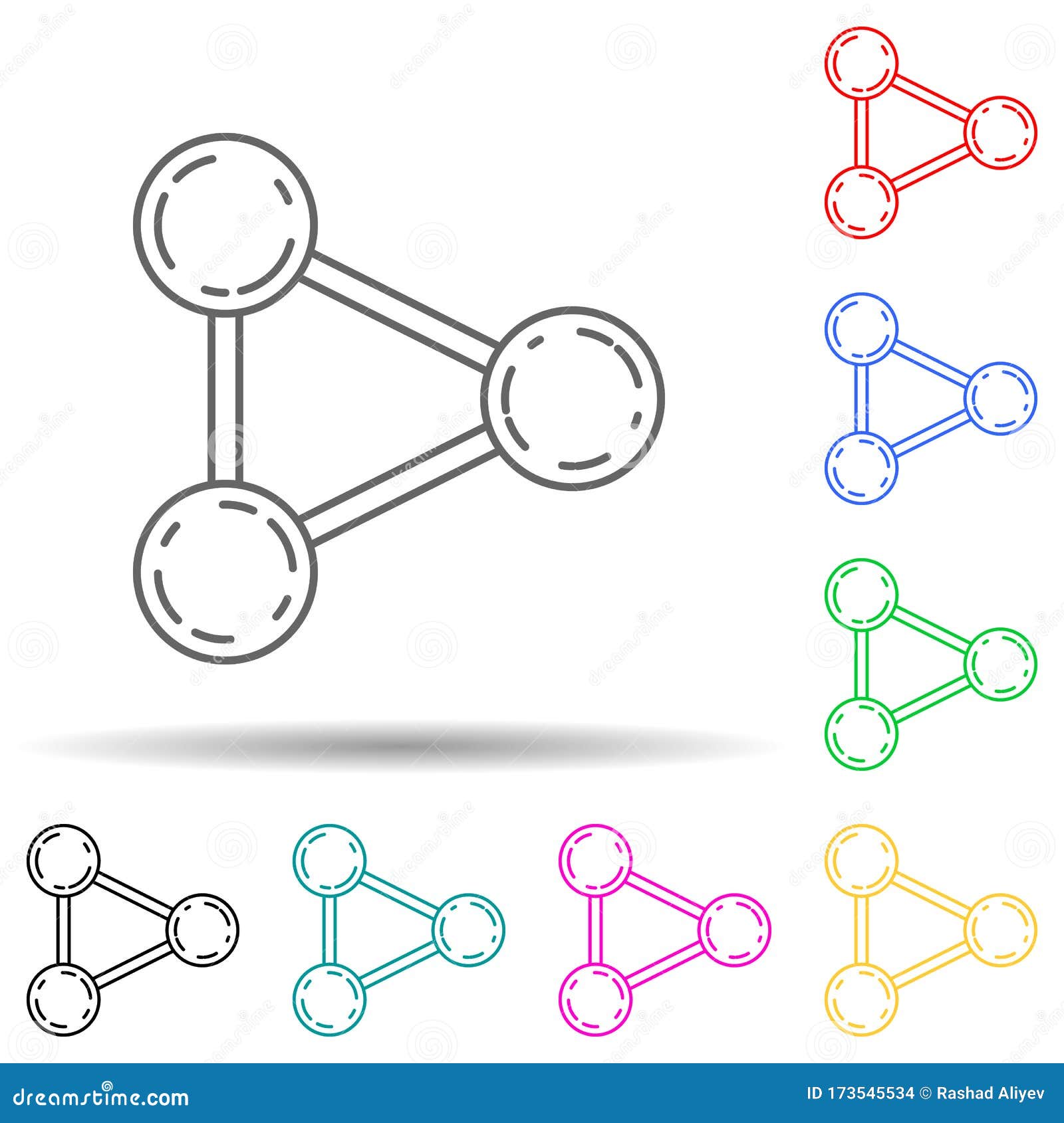 Connected Points Multi Color Style Icon. Simple Thin Line, Outline ...