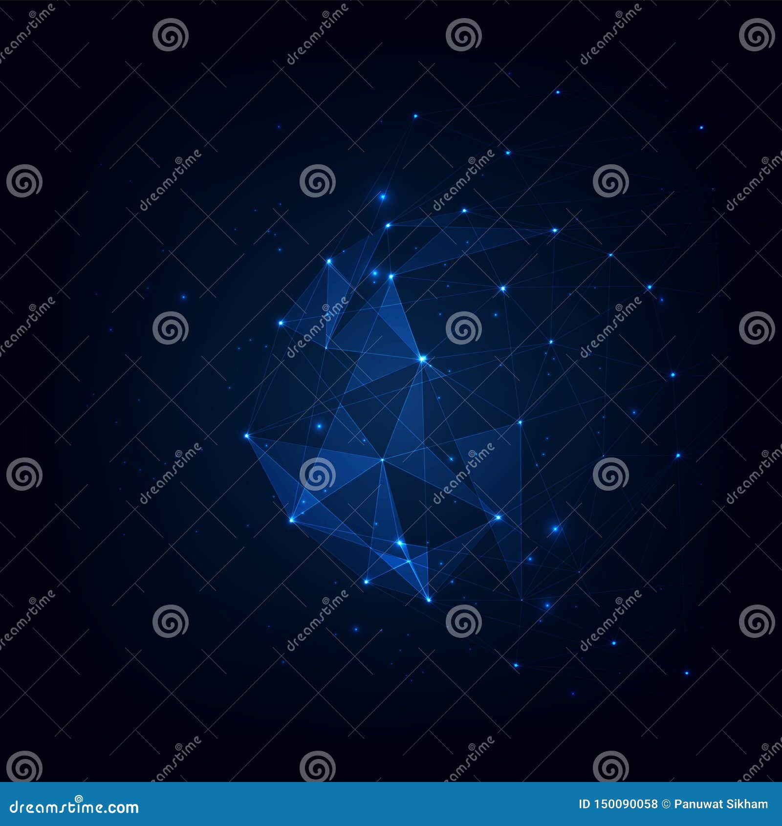 Connected Polygons Plexus Vector Background, Digital Data Visualization ...