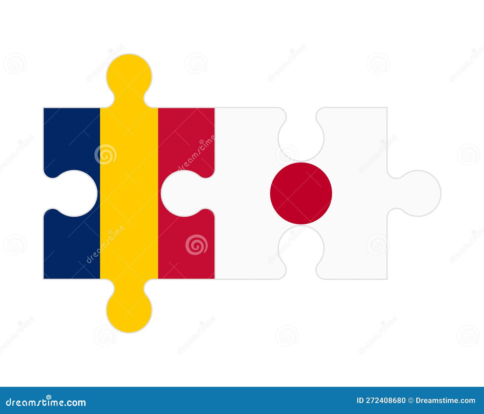 Chad And Japan Flags Crossed And Waving Flat Style. Official Proportion ...