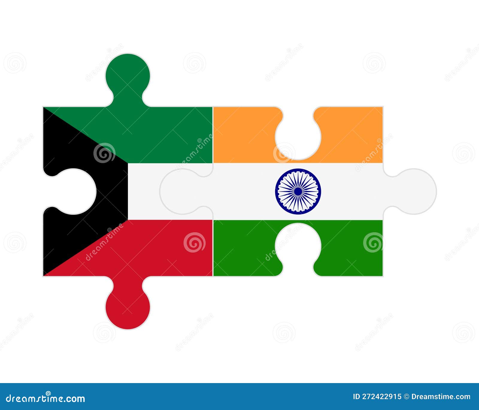 Puzzle of Flags of Kuwait and India, Vector Stock Illustration ...