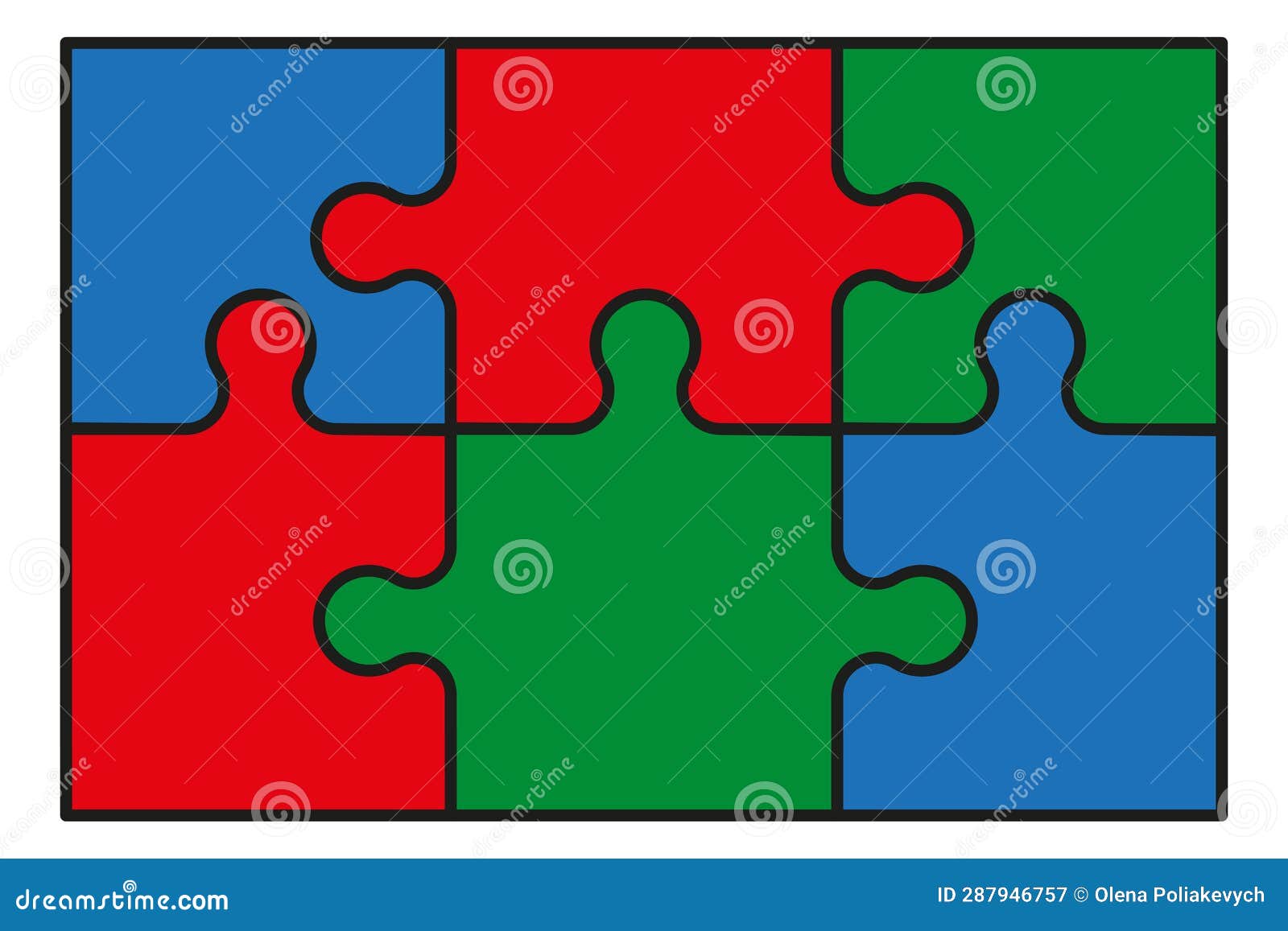 Connected Puzzle or Jigsaw. Vector Illustration. Eps 10 Stock Vector ...
