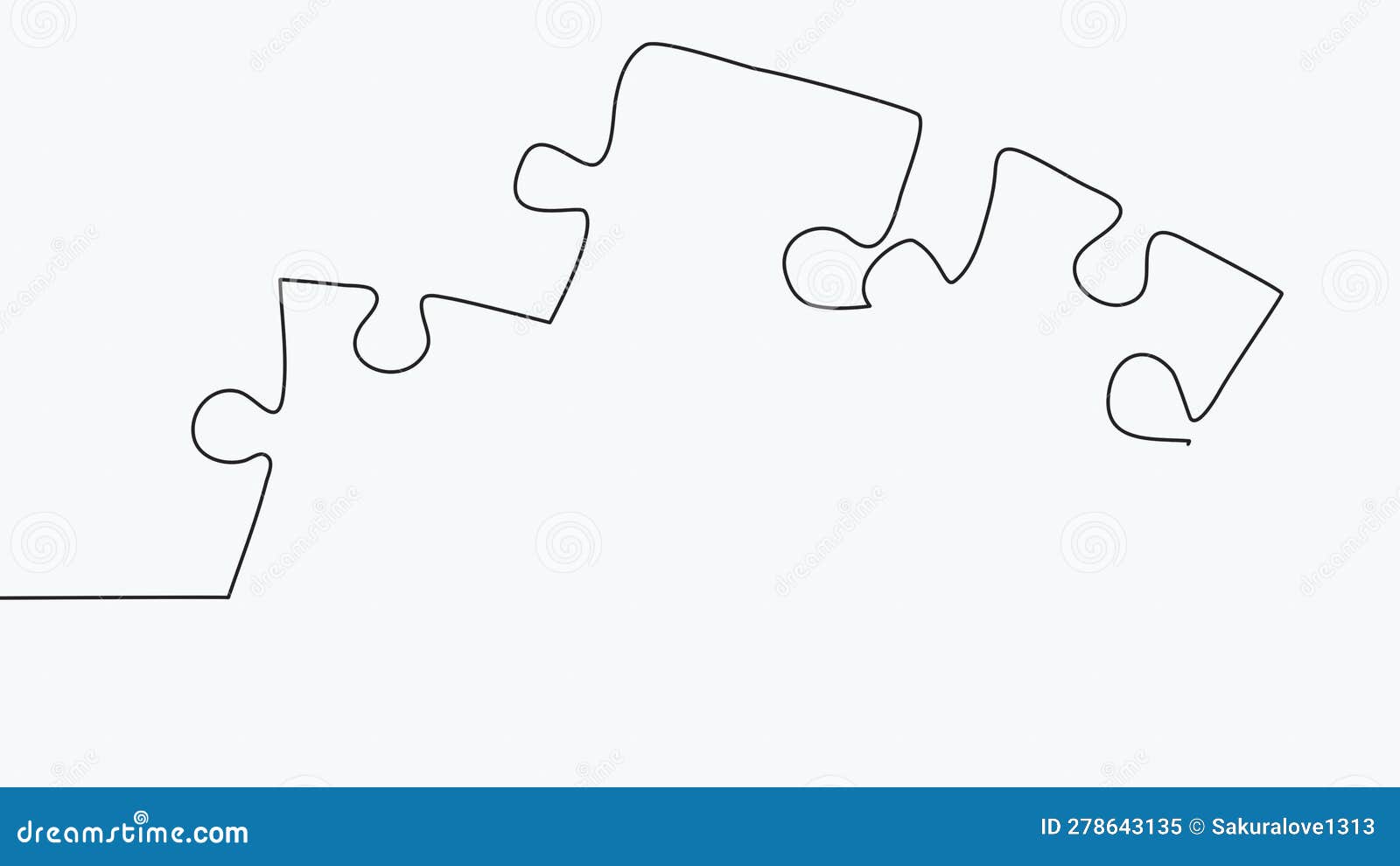 Connected Puzzle Pieces of One Continuous Line Drawn. Jigsaw Puzzle ...