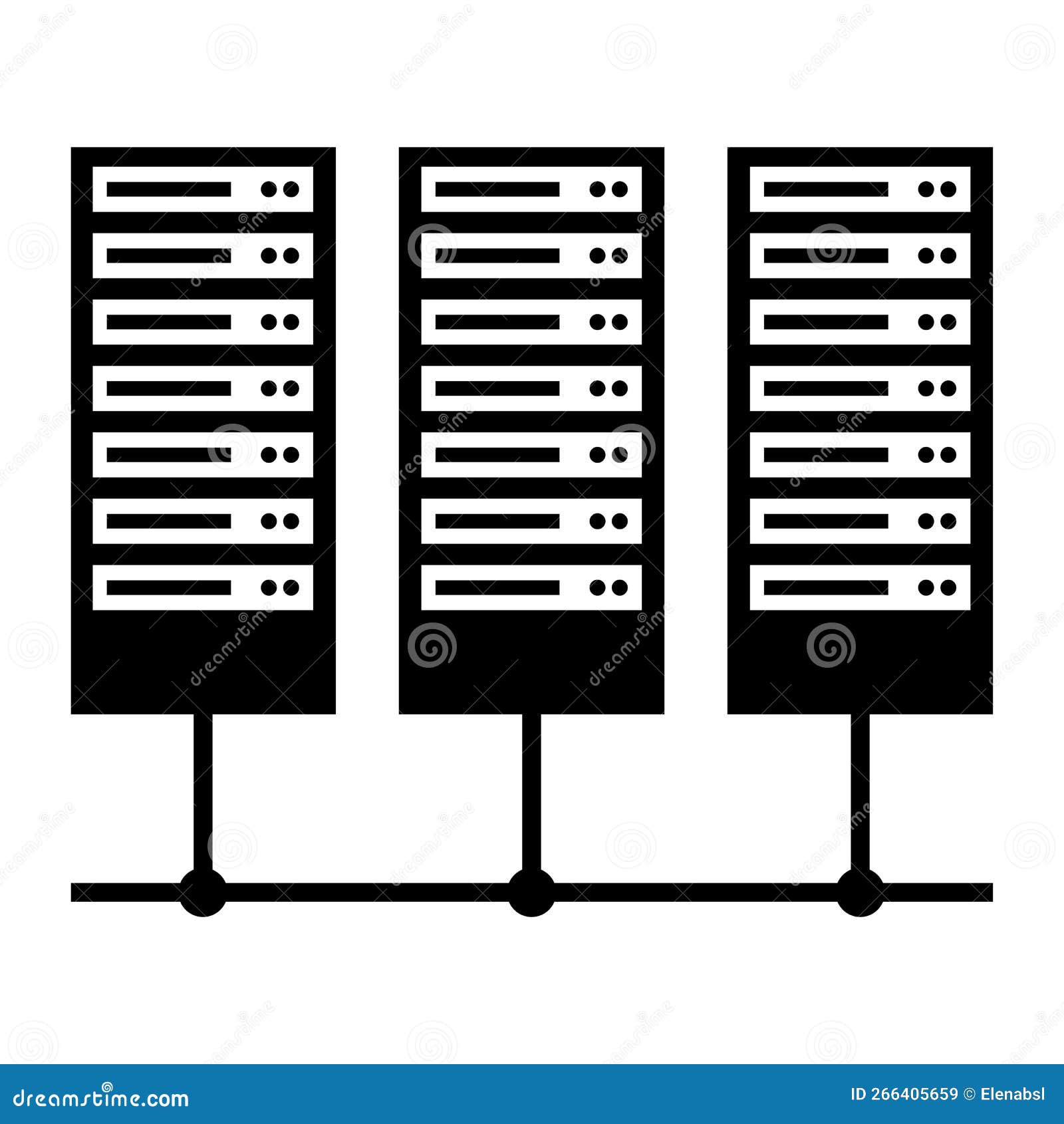 Connected Servers White Icons On Edged Square Buttons Vector ...