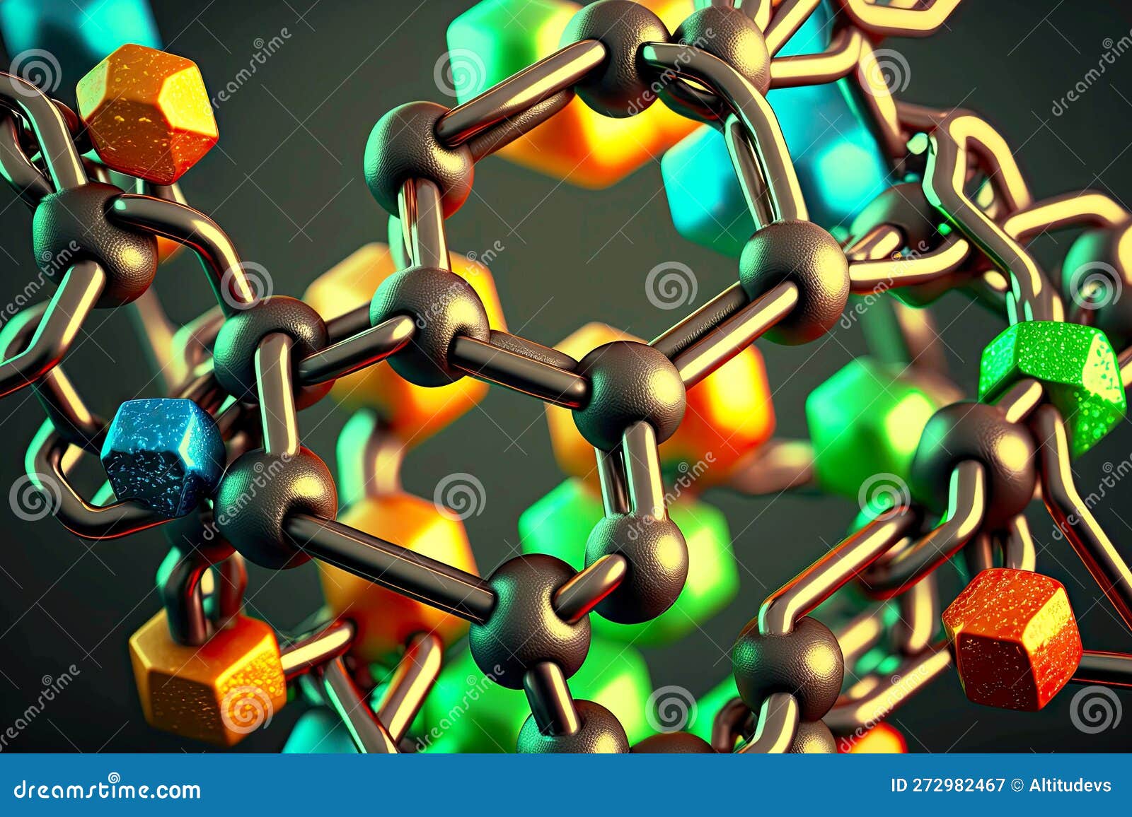 Connected Spheres and Chains in Single Structure in Molecule Closeup ...