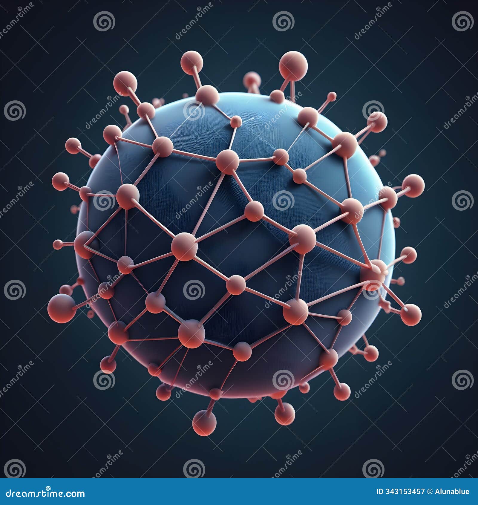 Connected Spherical Network in Blue Stock Illustration - Illustration ...