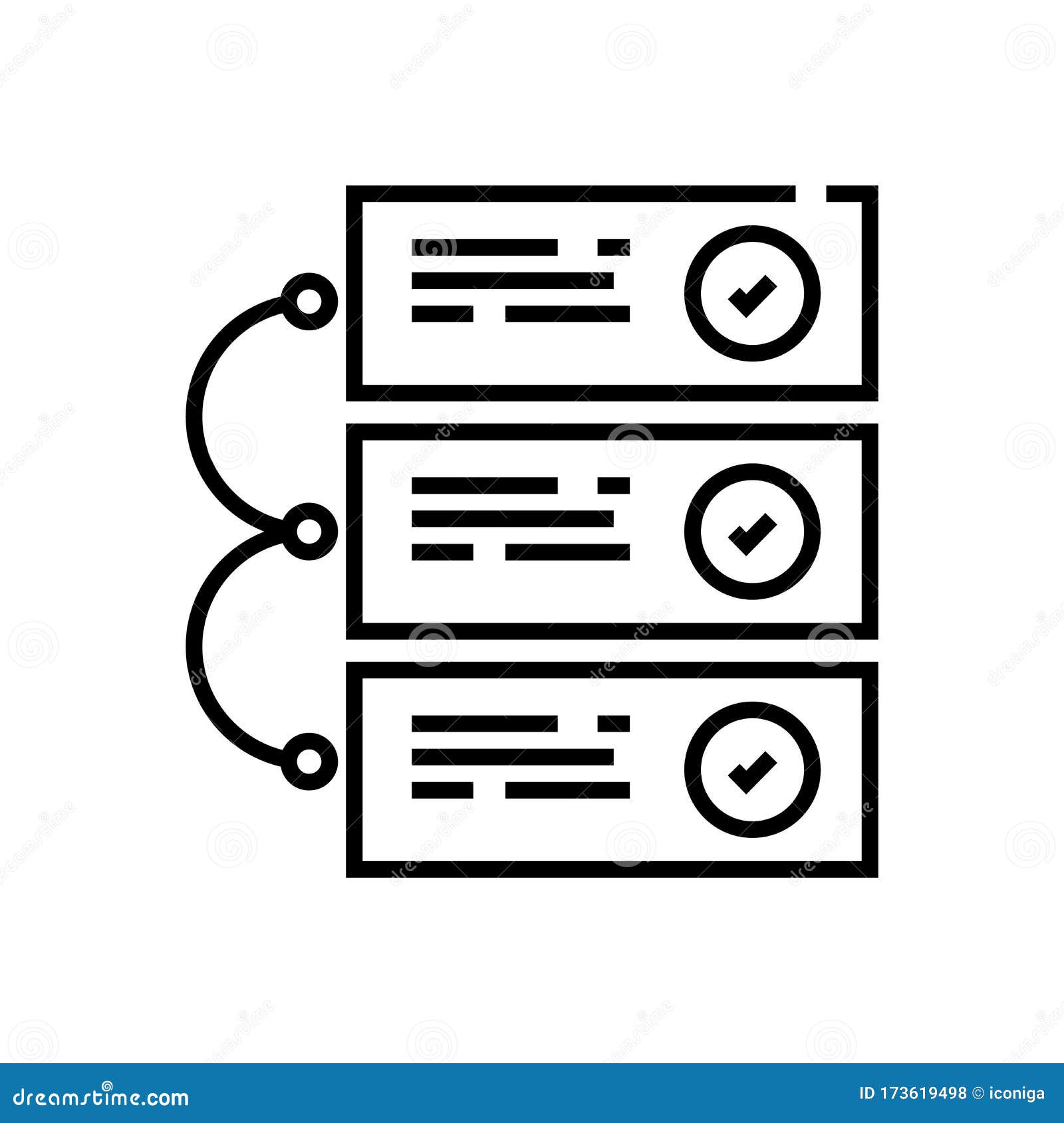 Connected Tasks Line Icon, Concept Sign, Outline Vector Illustration ...