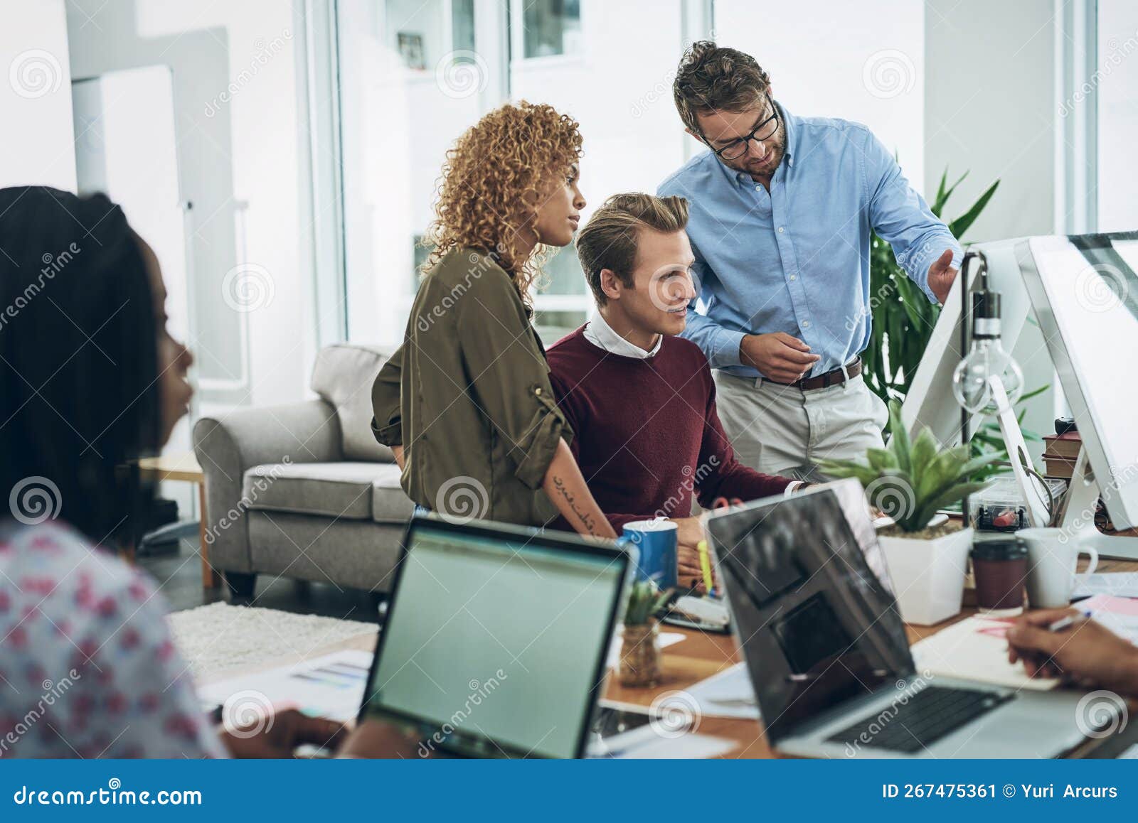 The Connected Team is an Efficient Team. a Group of Colleagues Using a ...