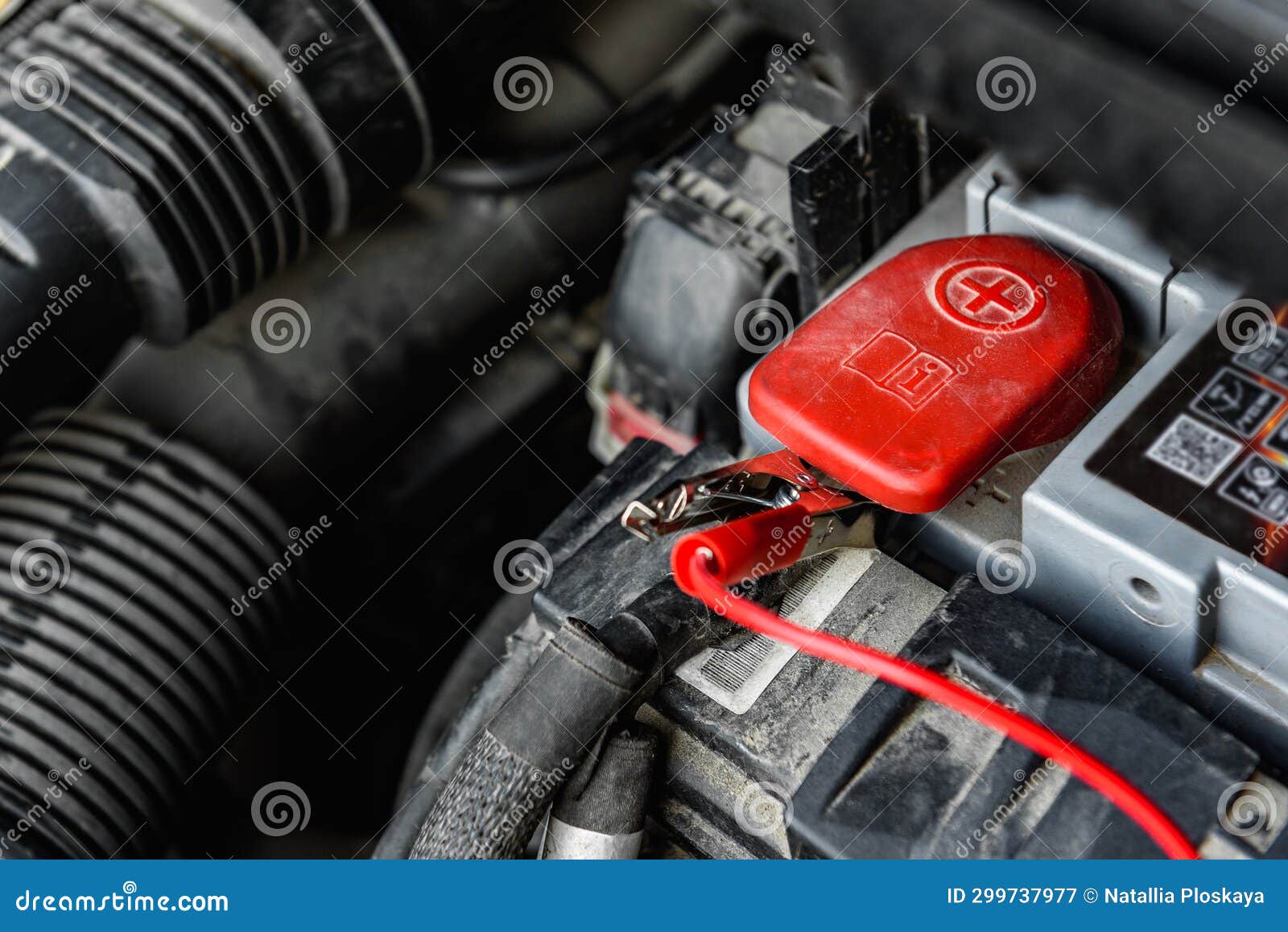 Connected Terminal To the Plus of the Car Battery. Stock Image - Image ...