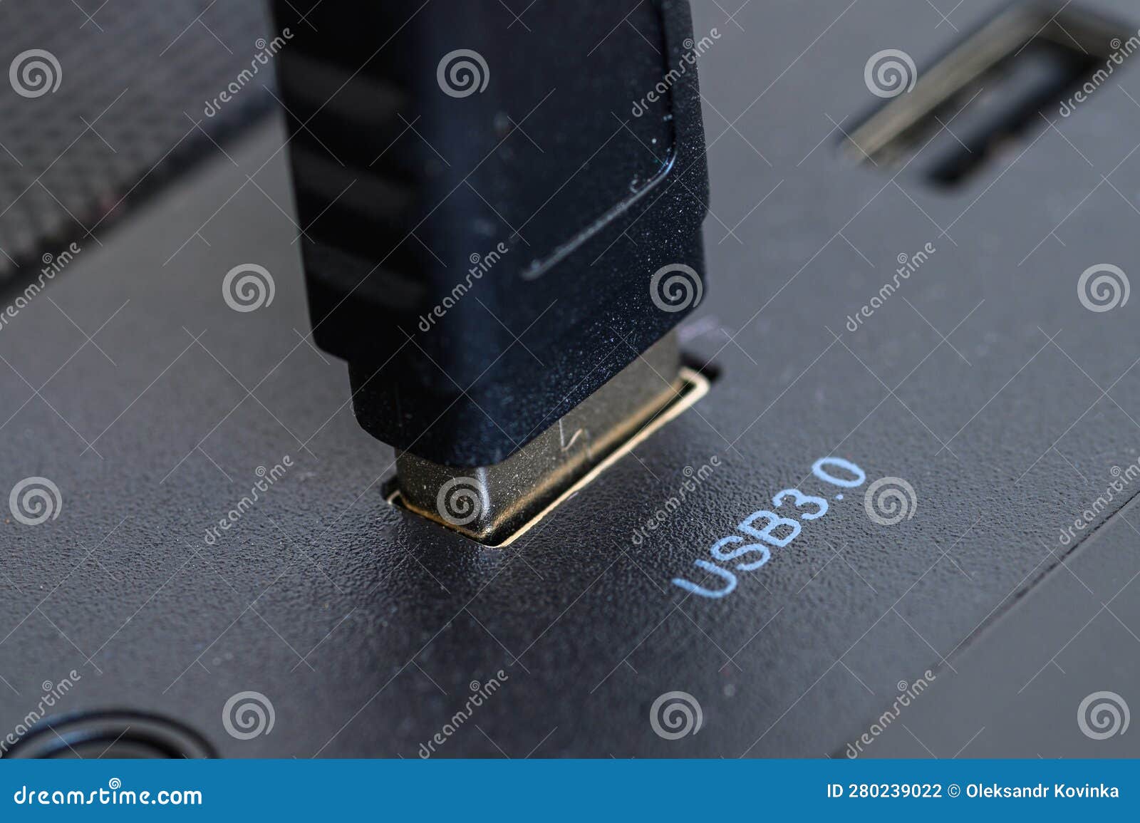 Connected USB 3 Cable into Port Usb Personal Computer Port Stock Photo ...
