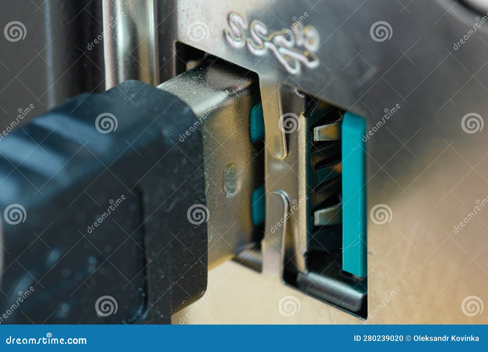 Connected USB Cable To Pc Back Panel Stock Photo - Image of plug ...