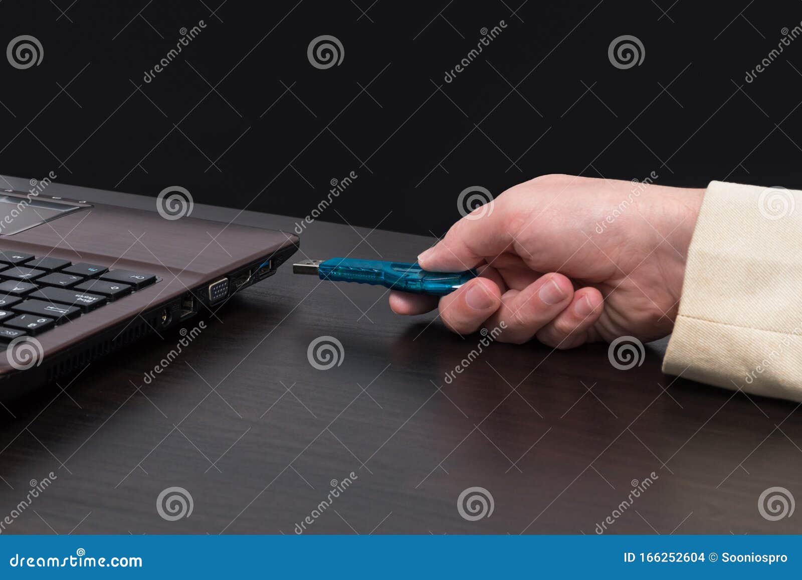 Connected USB Flash Drive on Laptop Computer Stock Photo - Image of ...