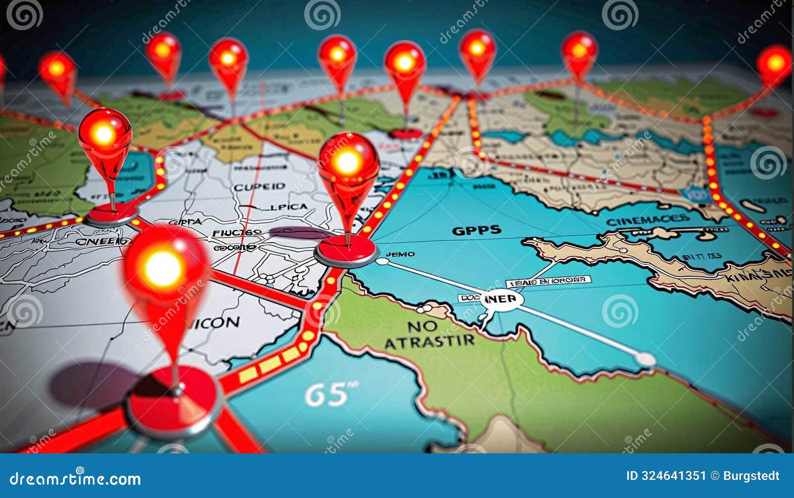 Connected Waymarks or Highlighted Points, Show the Way To the Desired ...