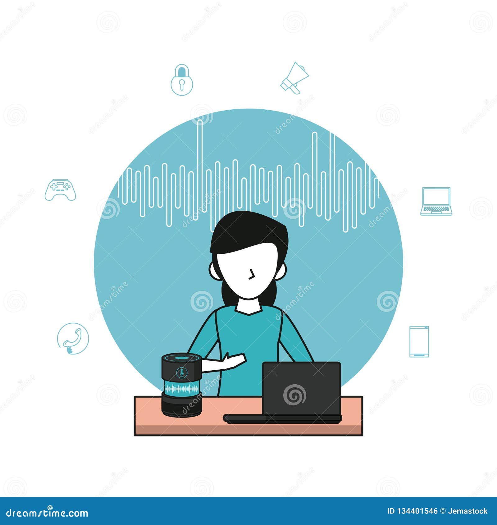 Wireless Speaker Technological Stock Vector - Illustration of music ...