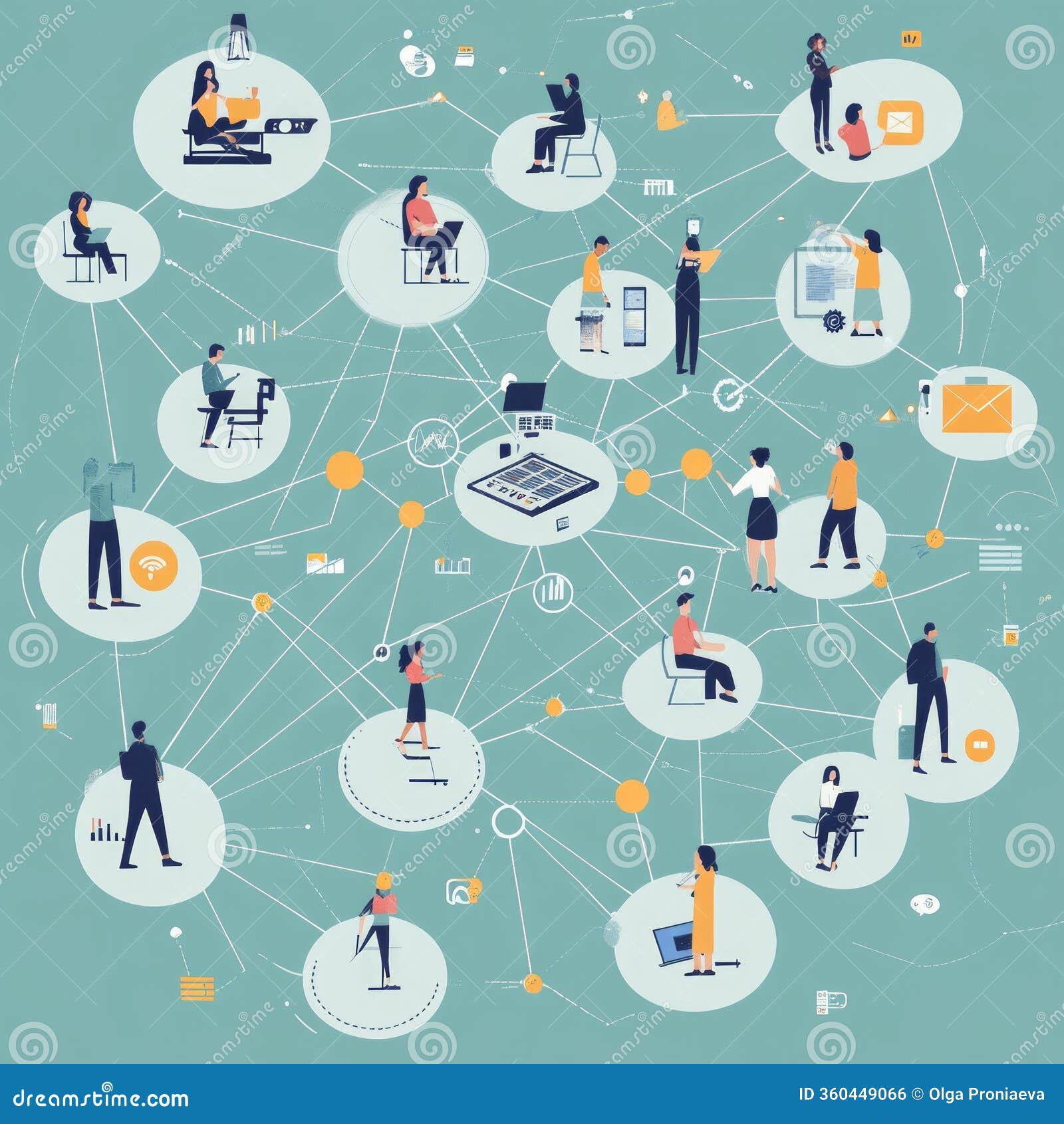 Connected Workforce Concept Illustrating Communication and Technology ...