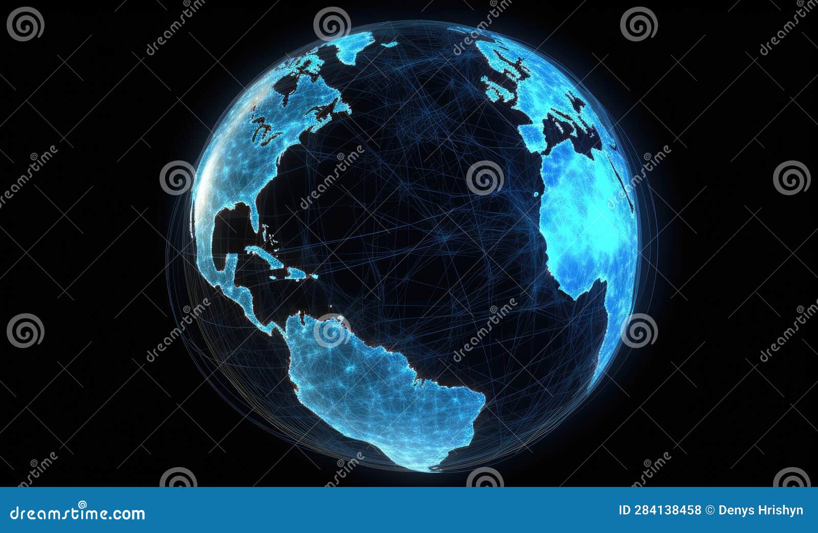 Connected World World Globe with Network Cables and Communication ...