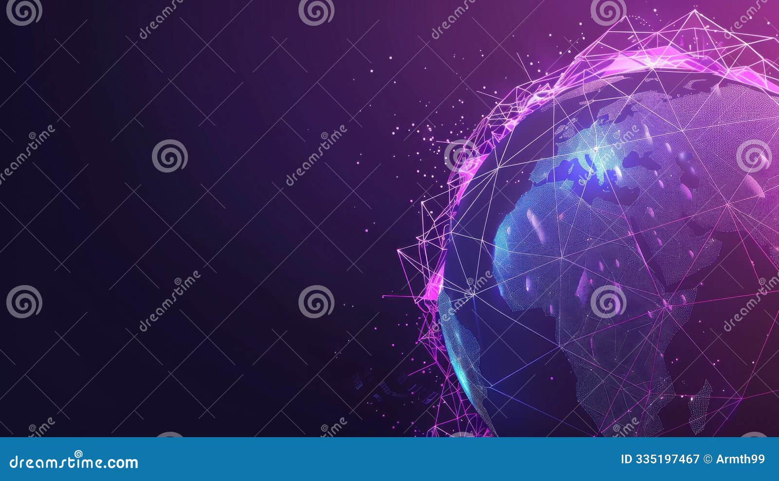 Connected World. Low Poly Global Connection Vector Banner Design with ...