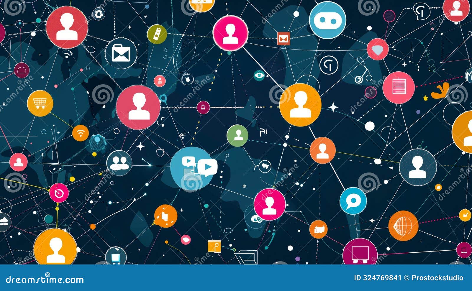 Connected World of Social Media and Digital Technology Stock Image ...