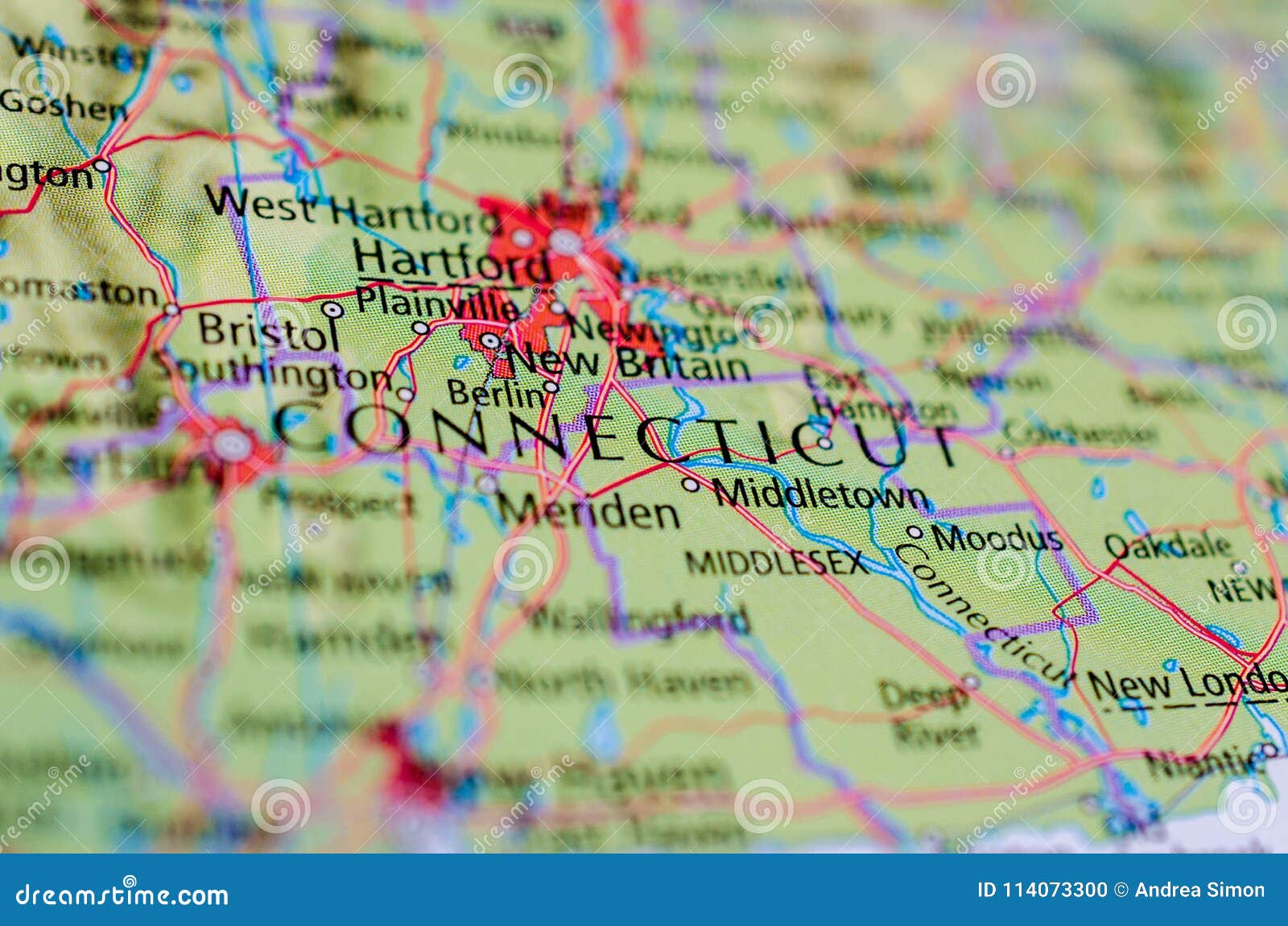 Connecticut en mapa foto de archivo. Imagen de continente - 114073300