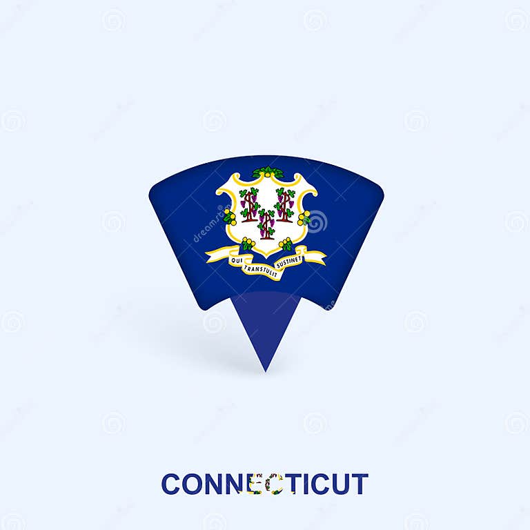 Connecticut Flag Map Pointer Design with Shadow Stock Illustration ...