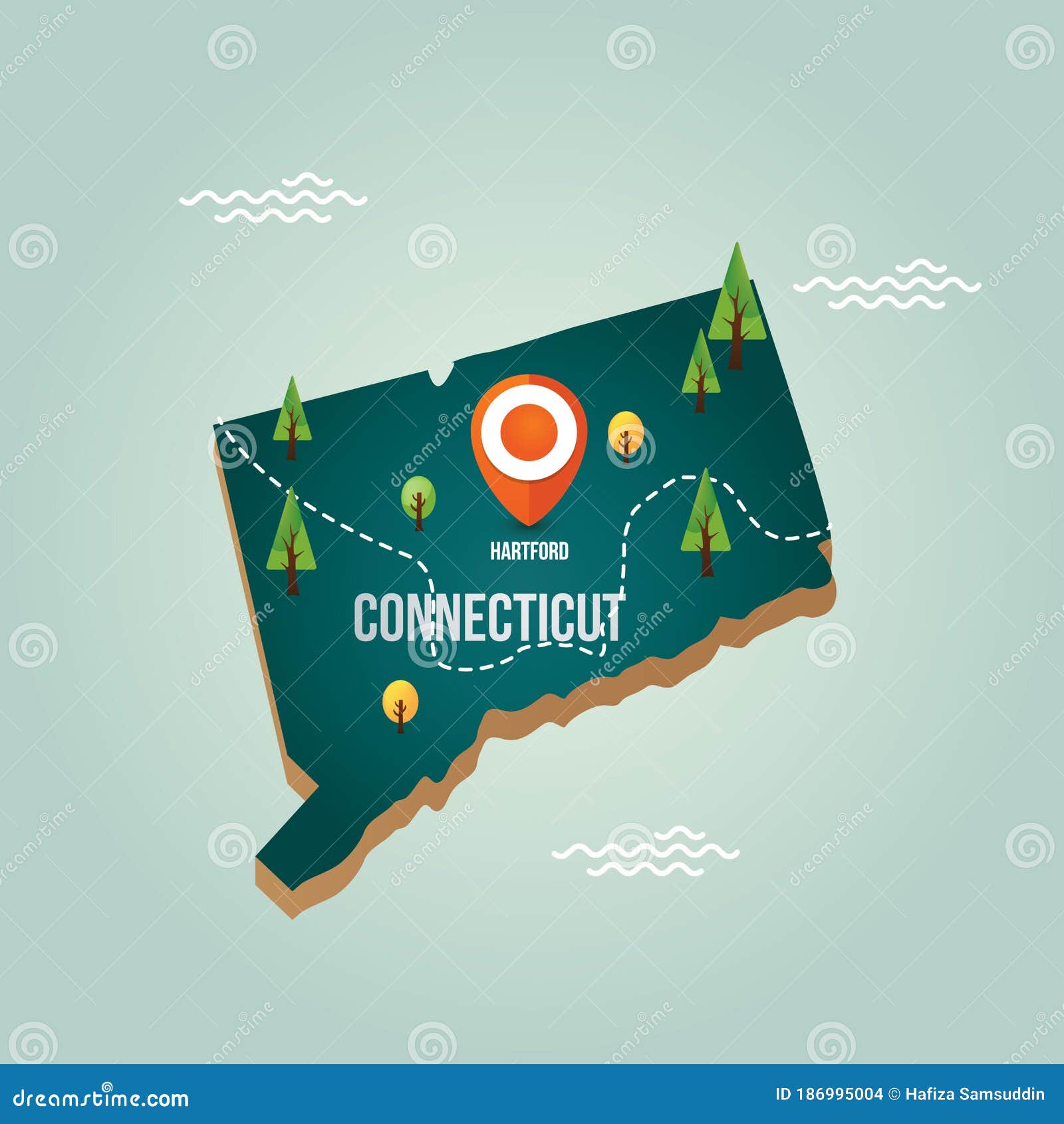 Connecticut Map with Capital City. Vector Illustration Decorative ...