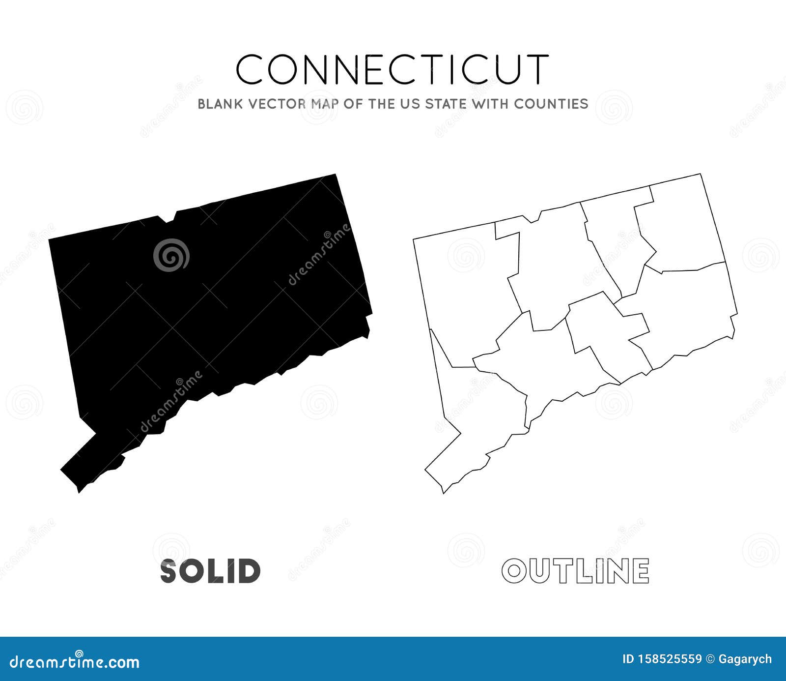 Connecticut map. stock vector. Illustration of country - 158525559
