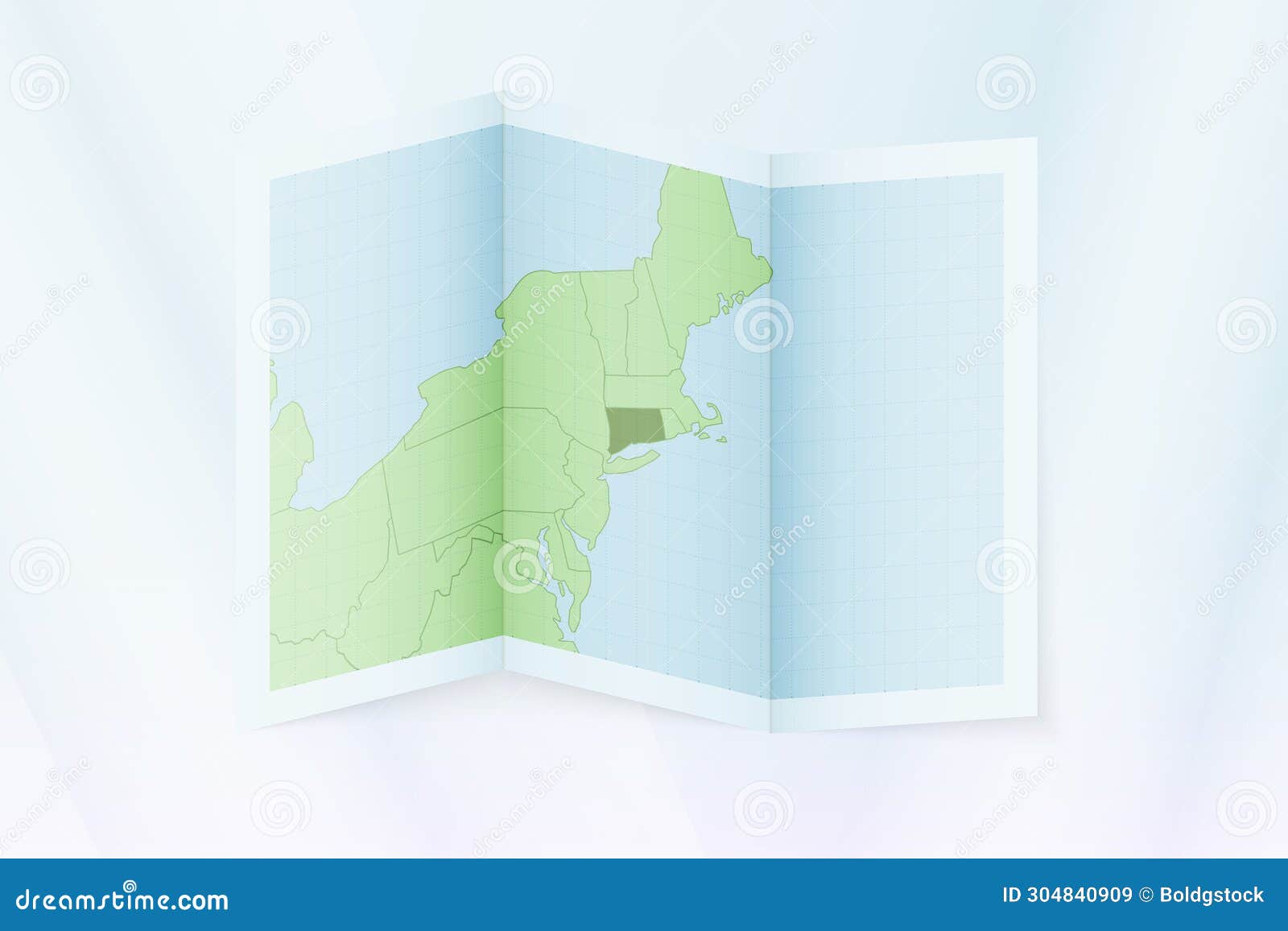Connecticut Map, Folded Paper with Connecticut Map Stock Illustration ...