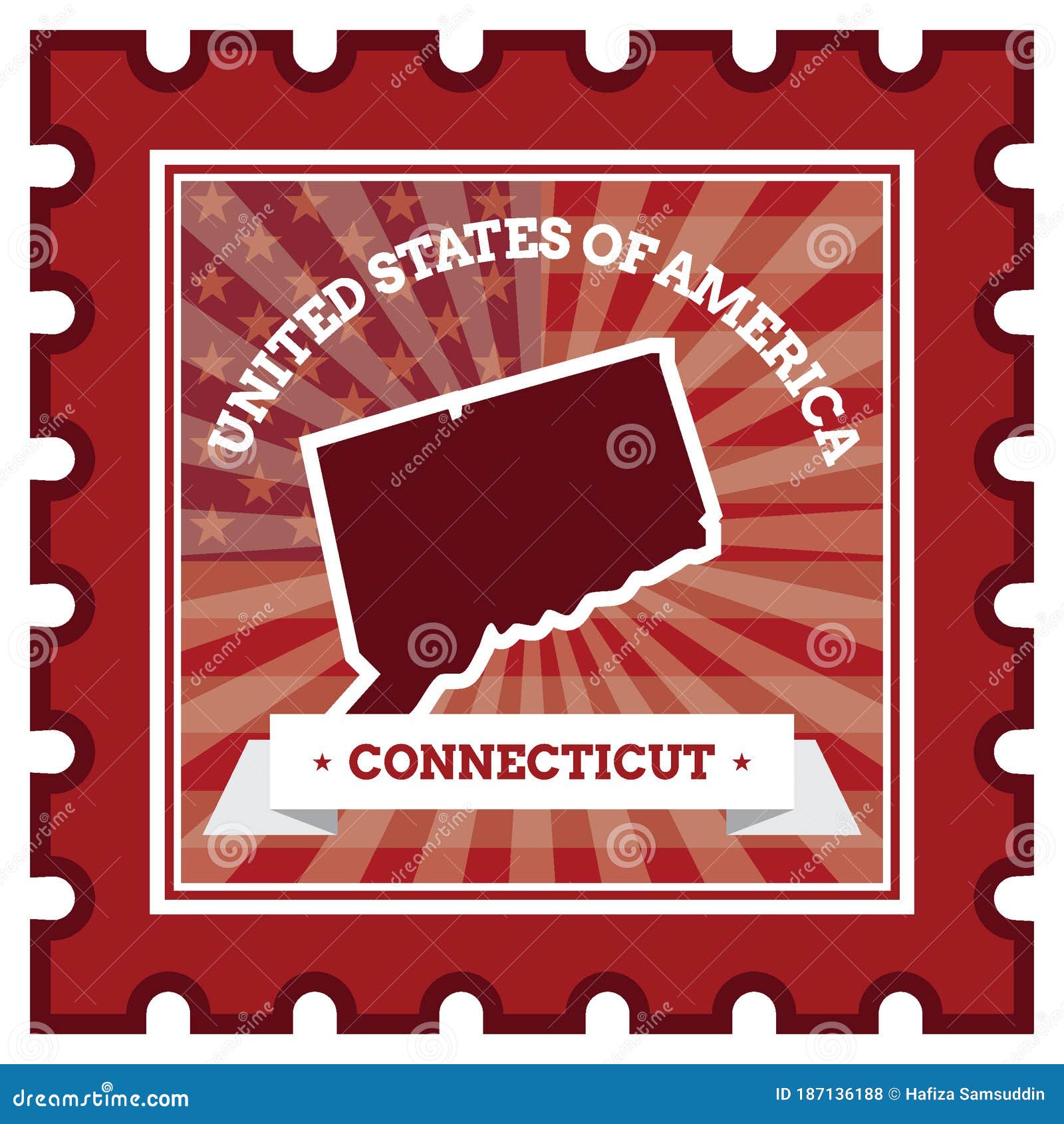 Connecticut Postage Stamp. Vector Illustration Decorative Design Stock ...