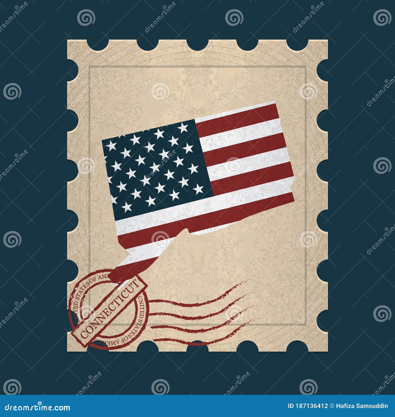 Connecticut Postage Stamp. Vector Illustration Decorative Design Stock ...