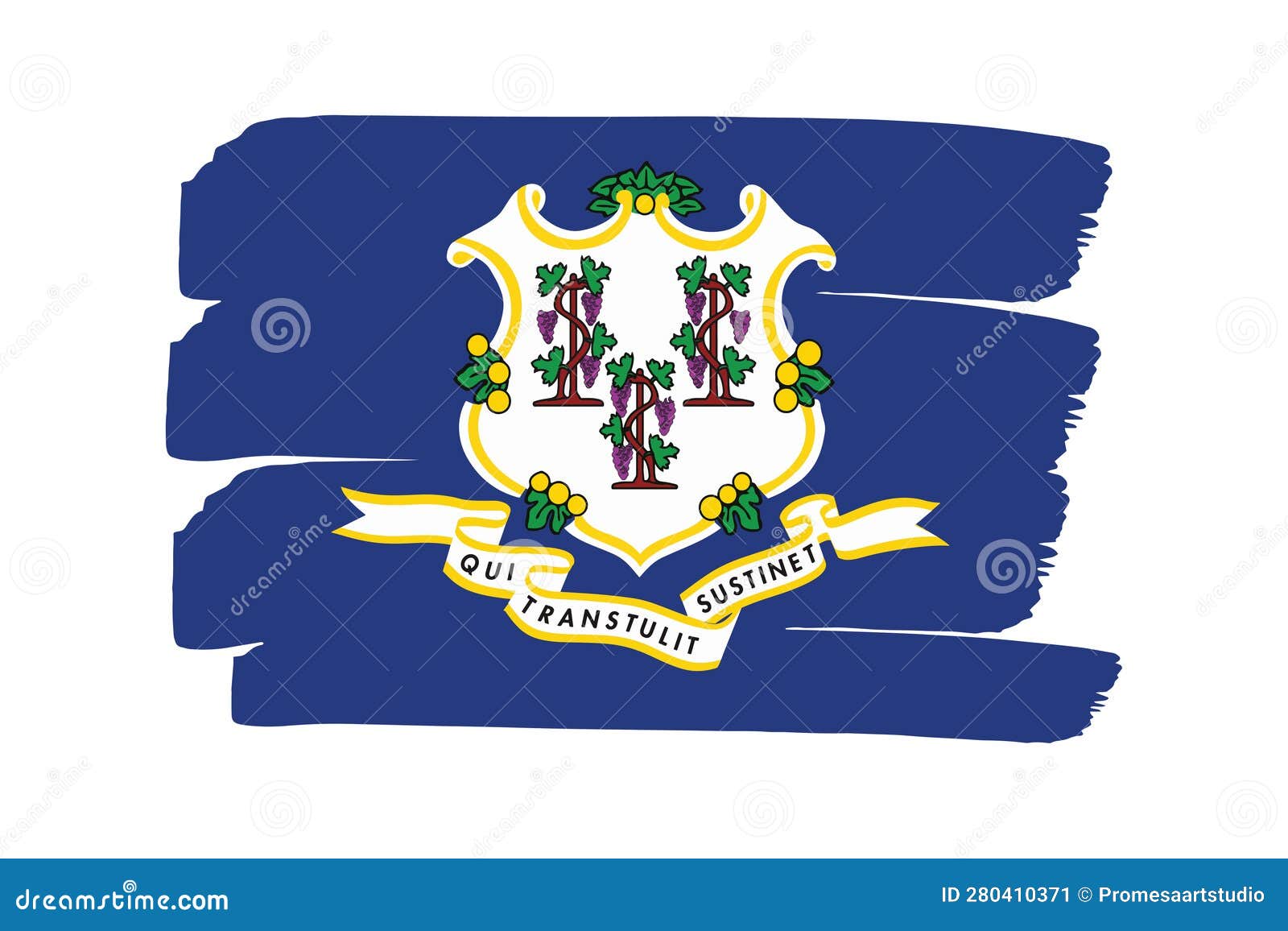 Connecticut State Flag with Colored Hand Drawn Lines in Vector Format ...