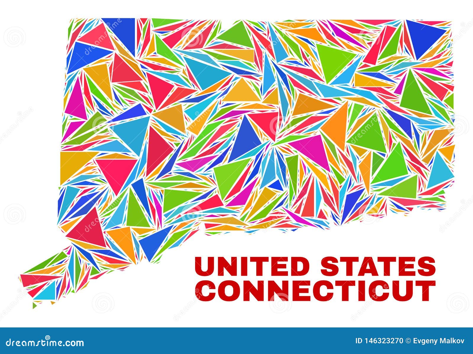 Connecticut State Map - Mosaic of Color Triangles Stock Vector ...