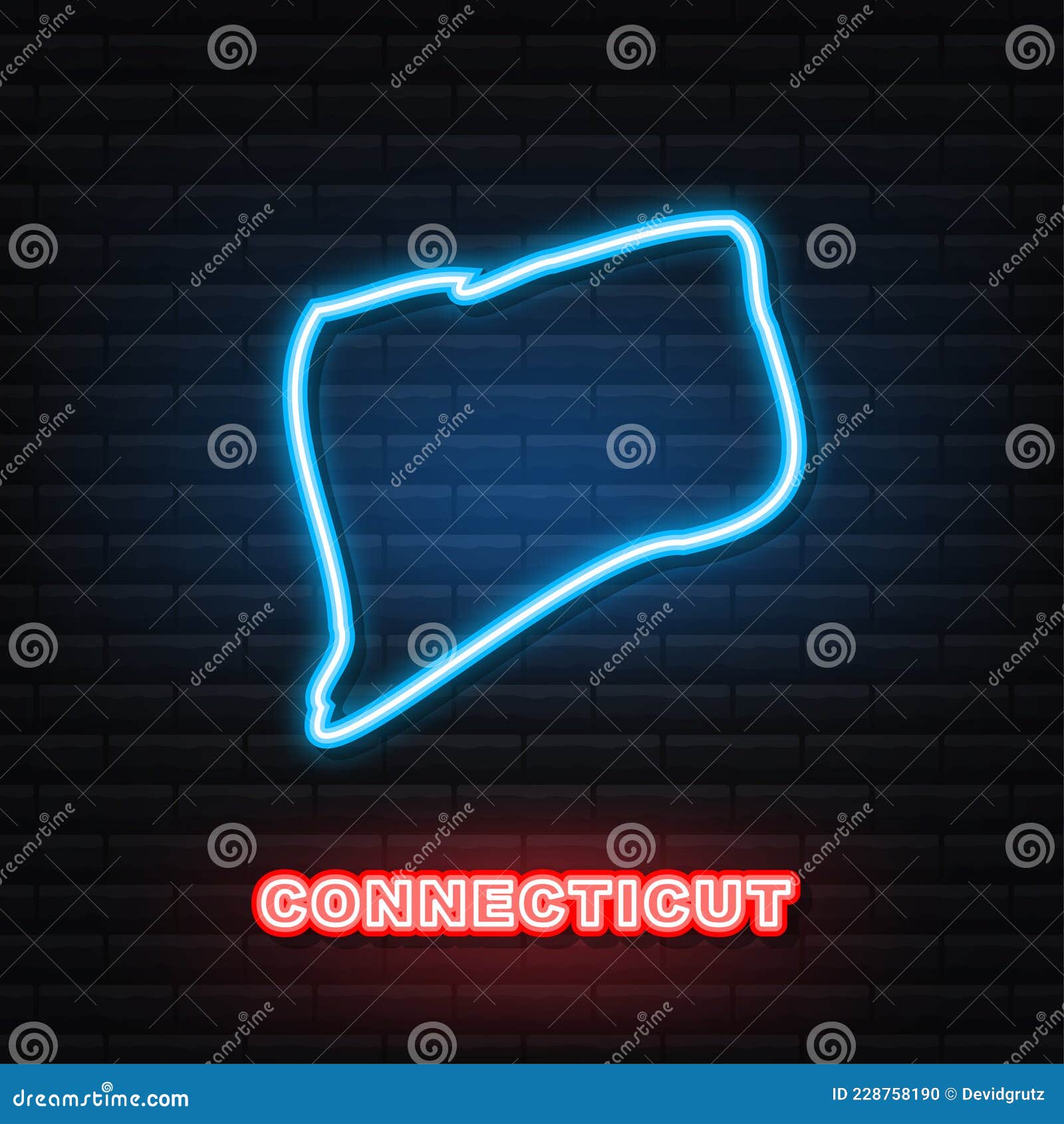 Connecticut State Map Outline Neon Icon. Vector Illustration. Stock ...