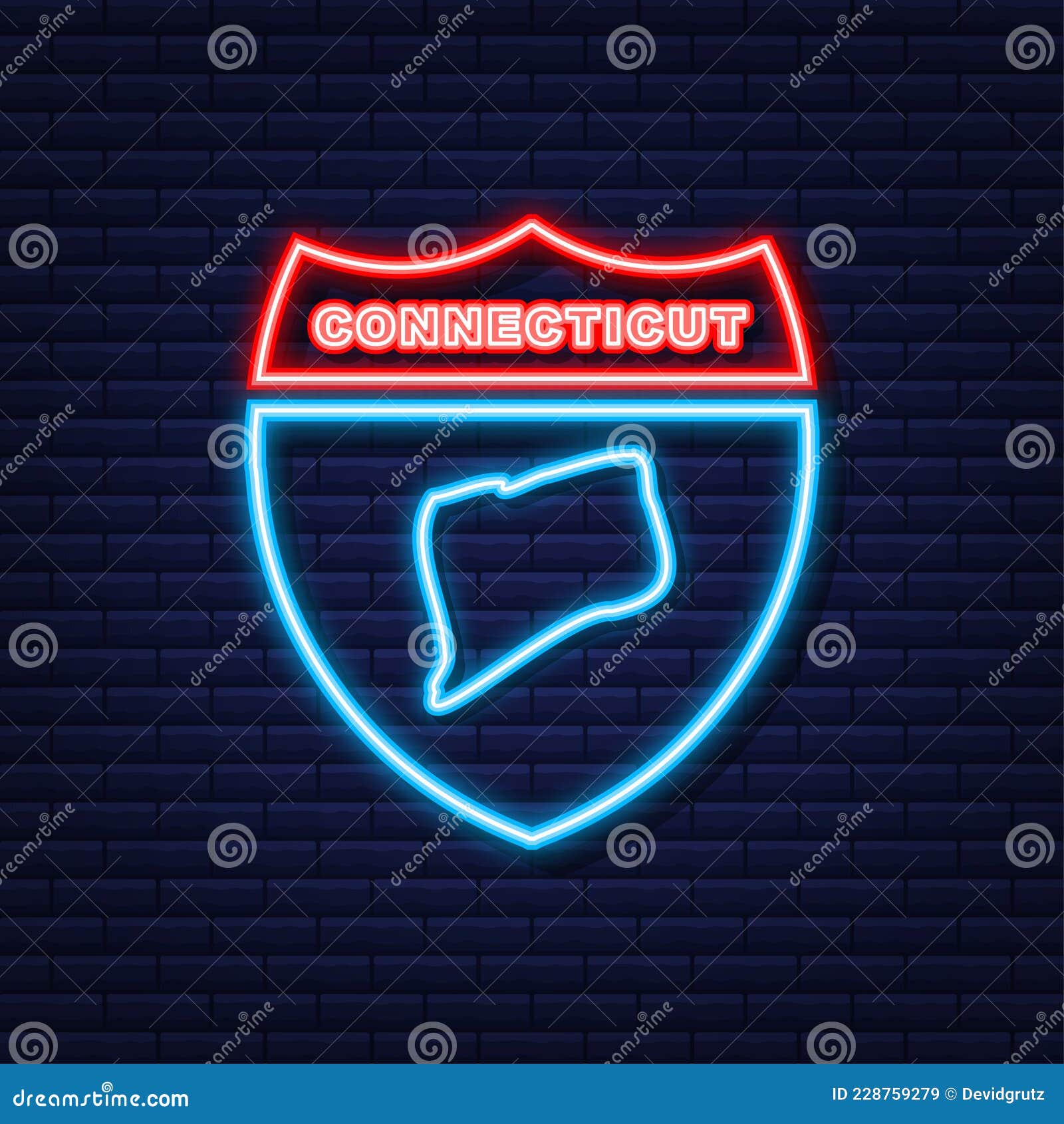 Connecticut State Map Outline Neon Icon. Vector Illustration. Stock ...