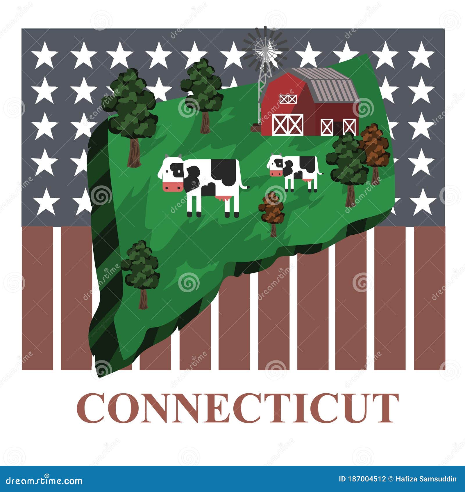Connecticut Map With Shapes Of Regions. Cartoon Vector | CartoonDealer ...