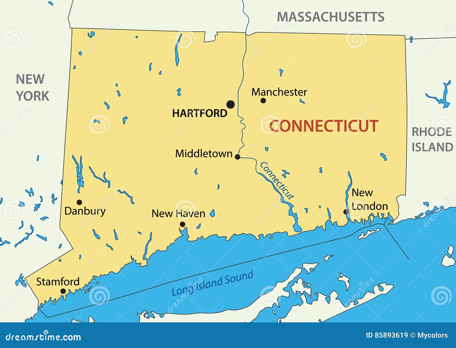 Connecticut Vector Map. | CartoonDealer.com #98048108