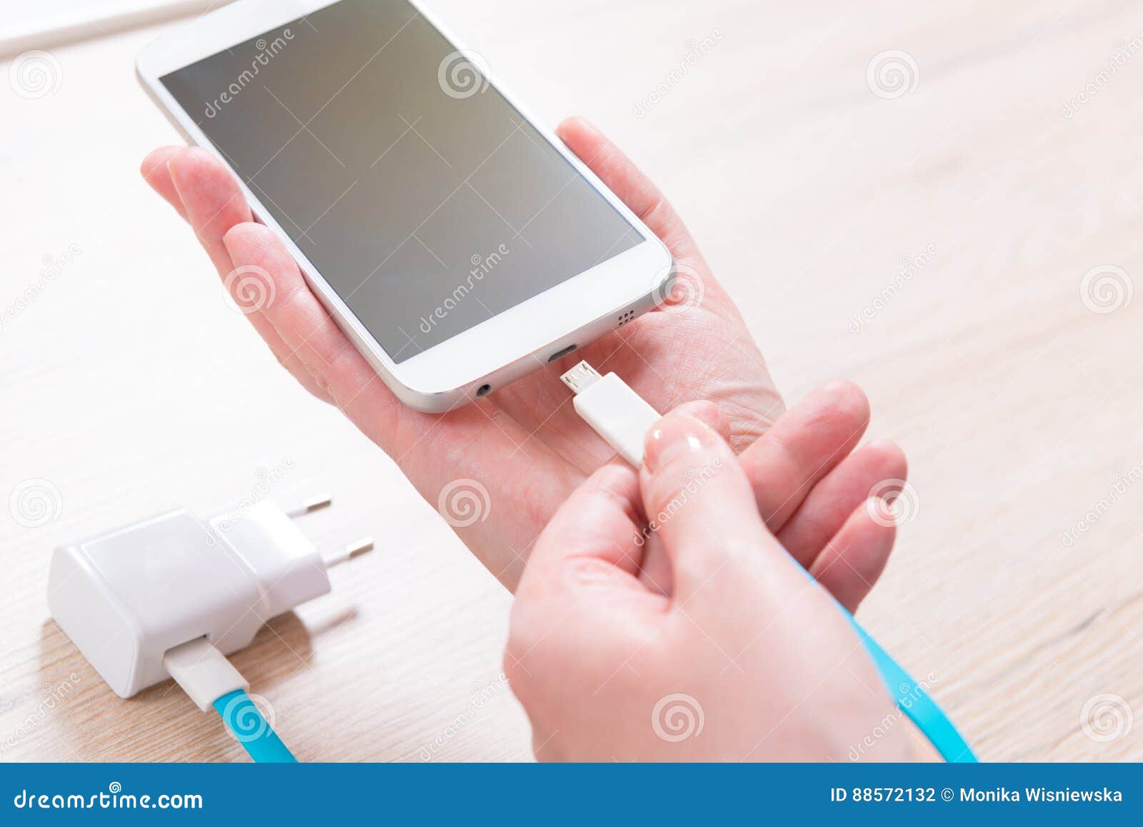 Connecting Blue USB Charging Cable Stock Photo - Image of communication ...