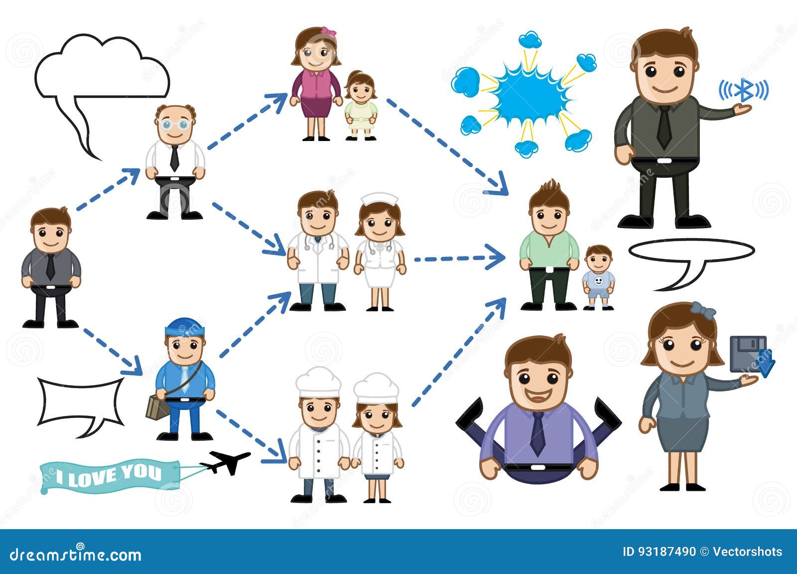 Connecting Business People Cartoon Illustrations Stock Vector ...