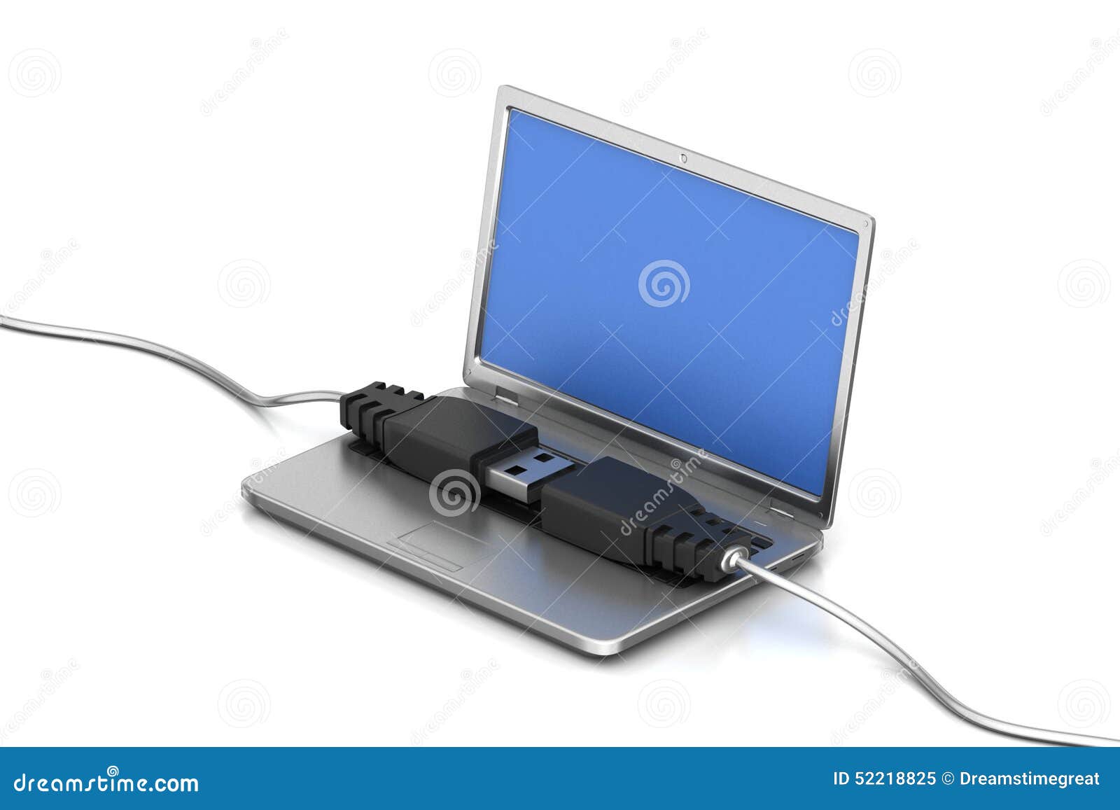 Connecting Cable with Laptop Stock Illustration - Illustration of ...