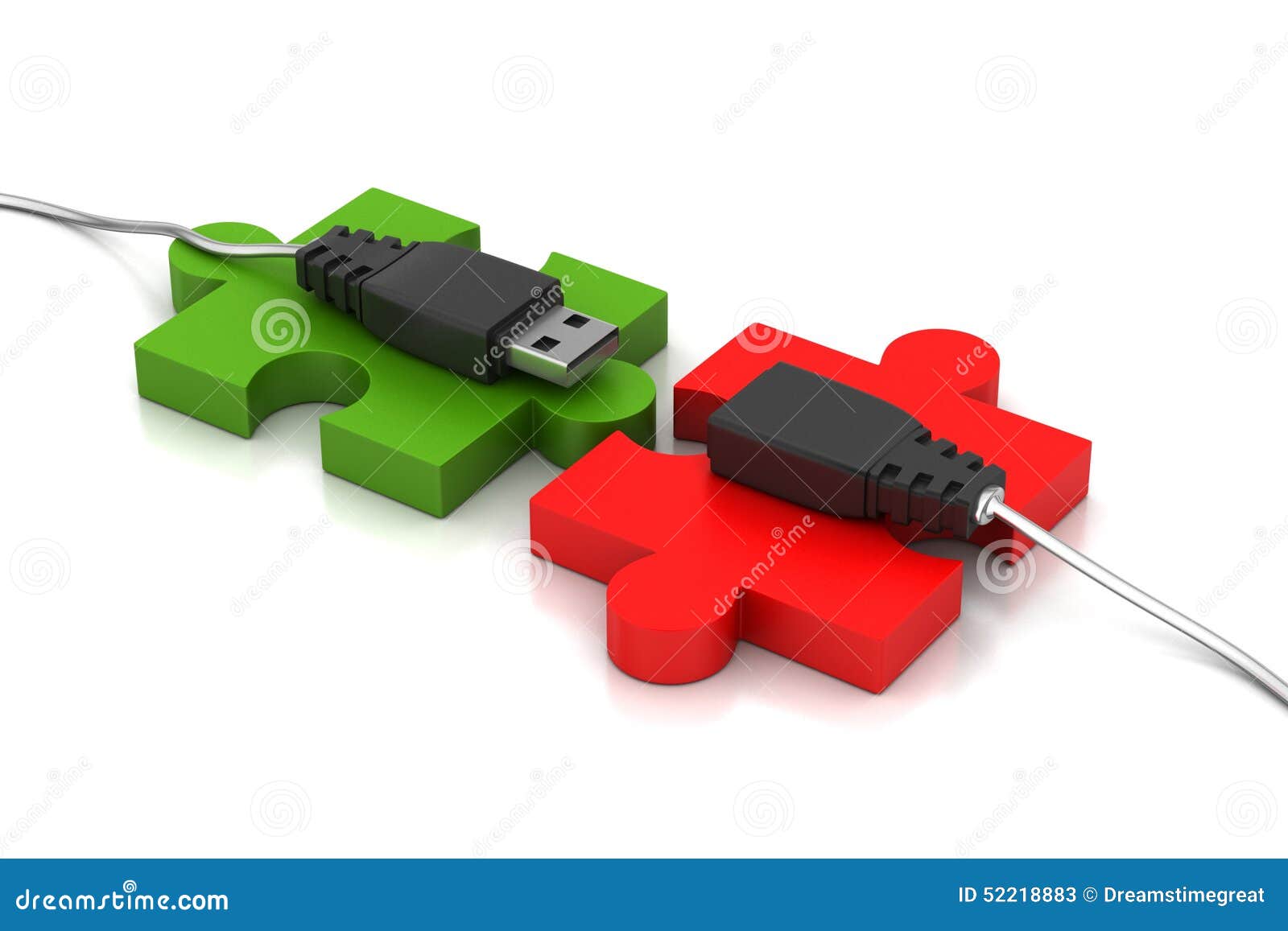 Connecting Cable with Puzzle Stock Illustration - Illustration of ...