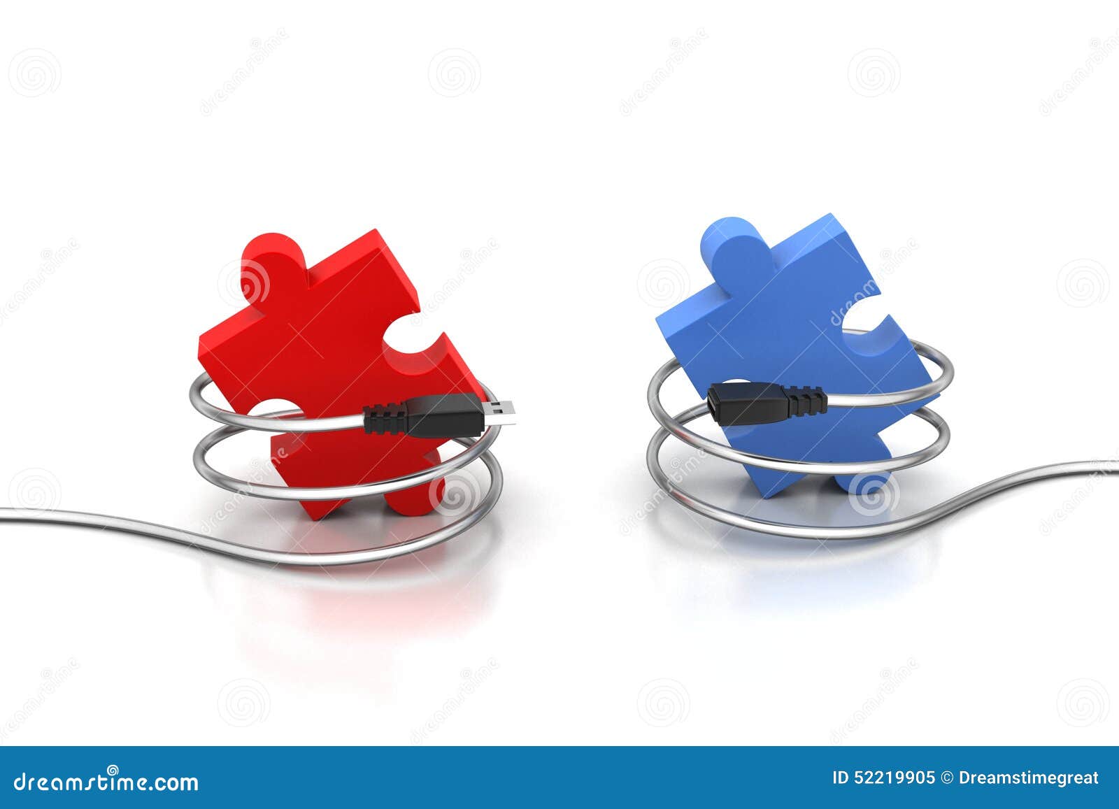 Connecting Cable with Puzzle Stock Illustration - Illustration of ...