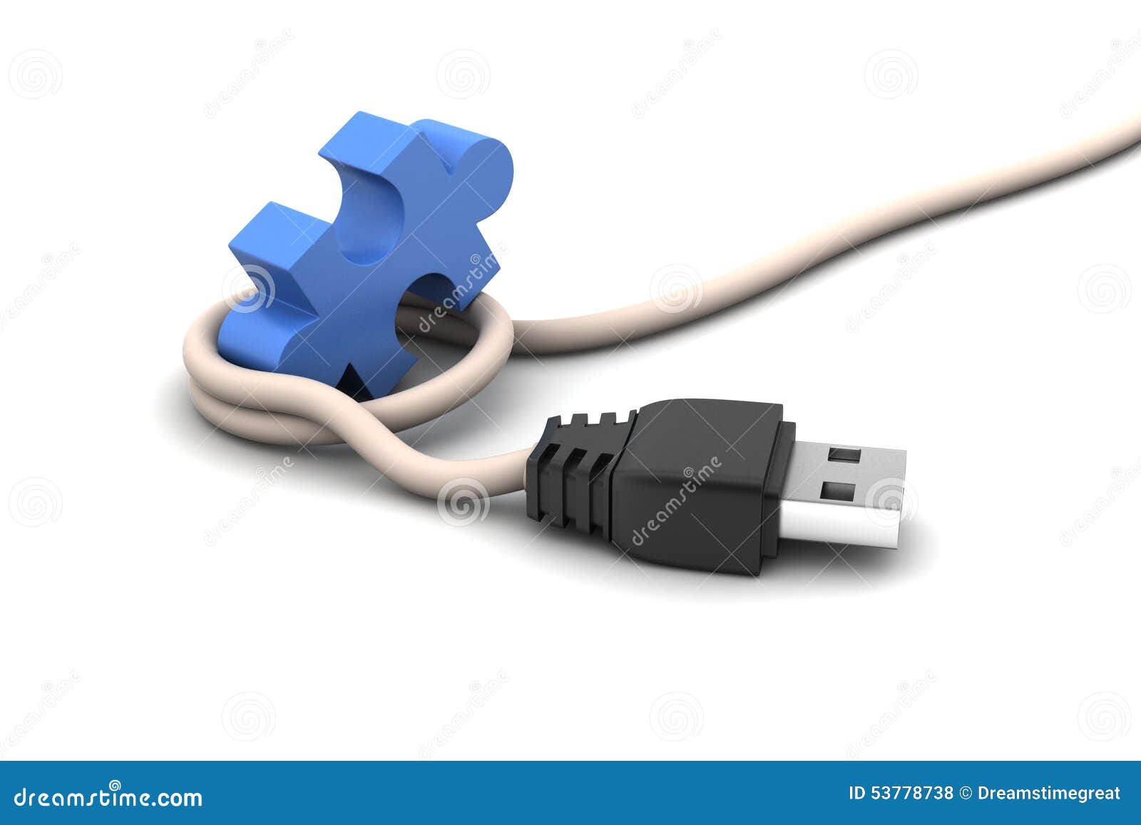 Connecting Cable with Puzzle Stock Illustration - Illustration of ...