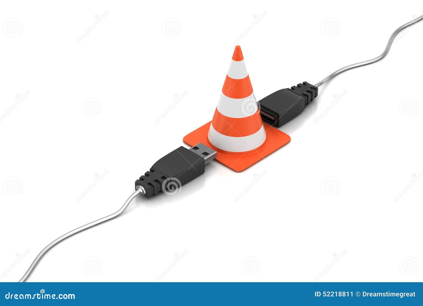 Connecting Cable with Traffic Cone Stock Illustration - Illustration of ...