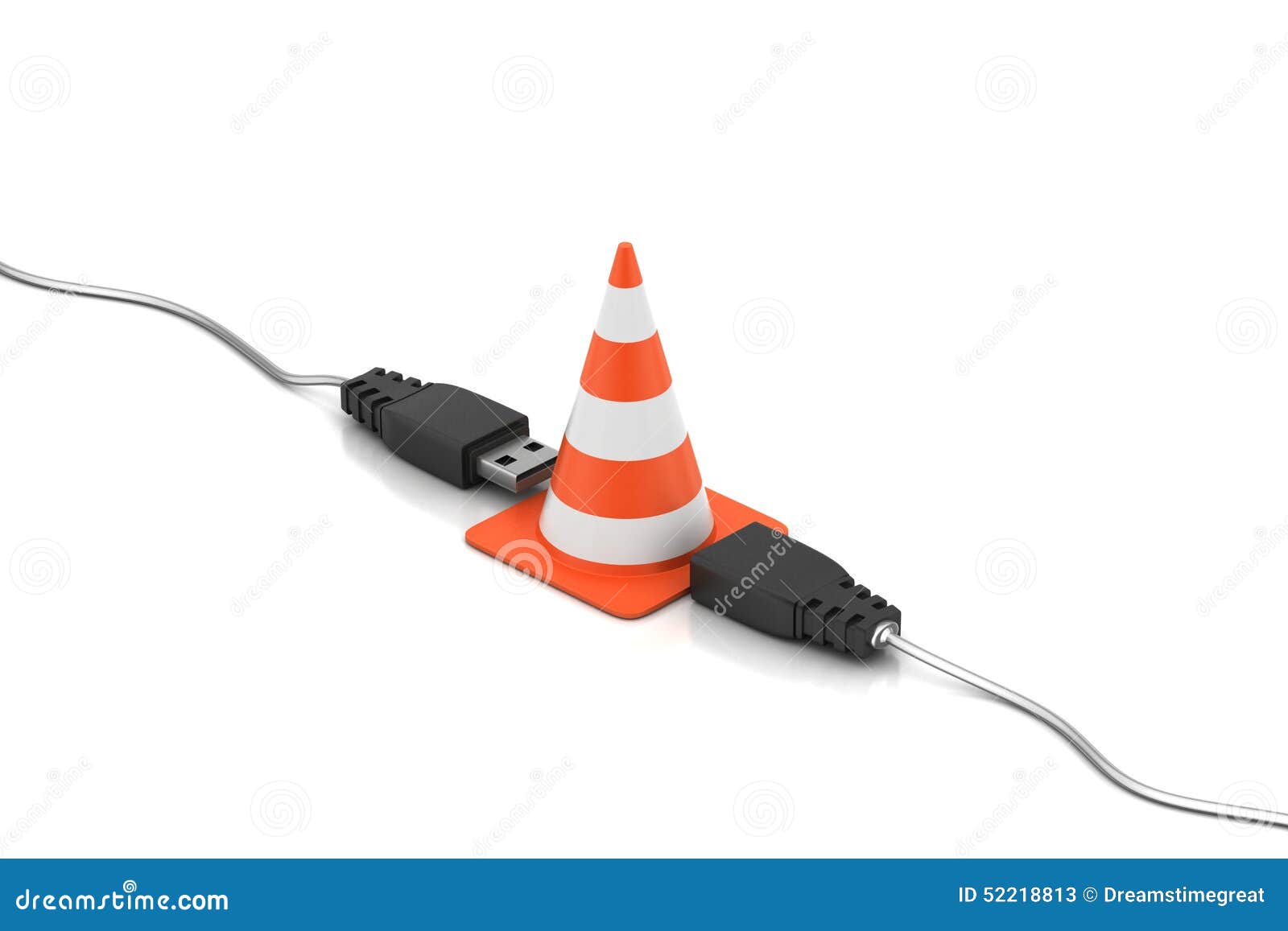 Connecting Cable with Traffic Cone Stock Illustration - Illustration of ...