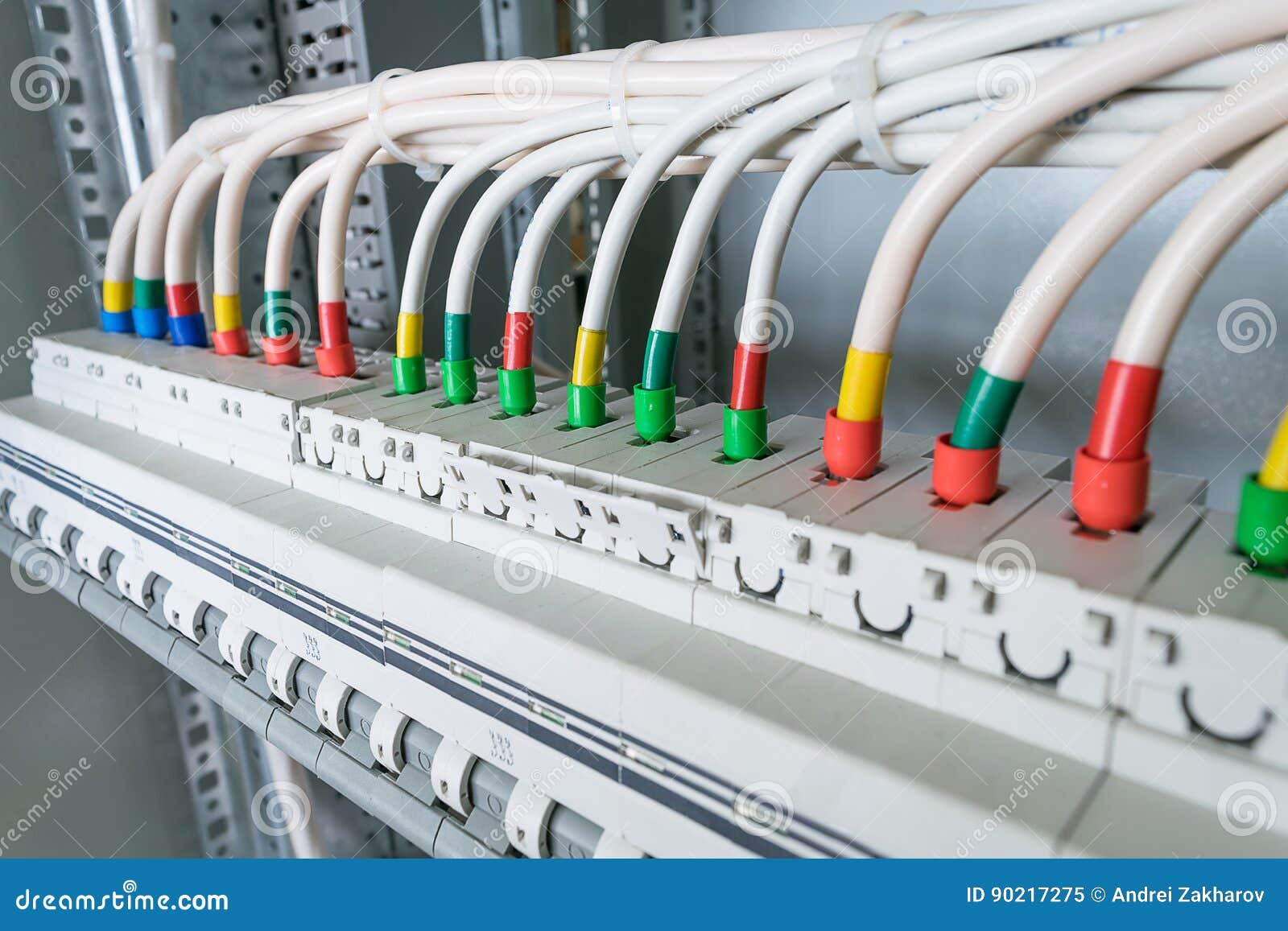 Connecting Cables with Cable Lugs To Circuit Breakers. Stock Image ...