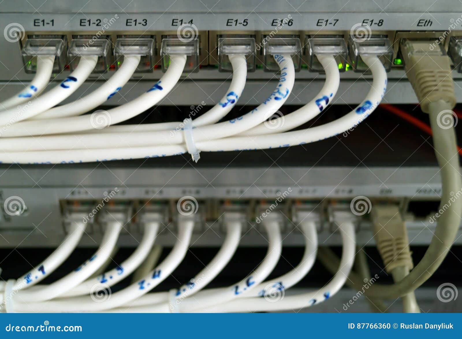 Connecting Cables in Switch for Voice and Data Stream. Stock Photo ...