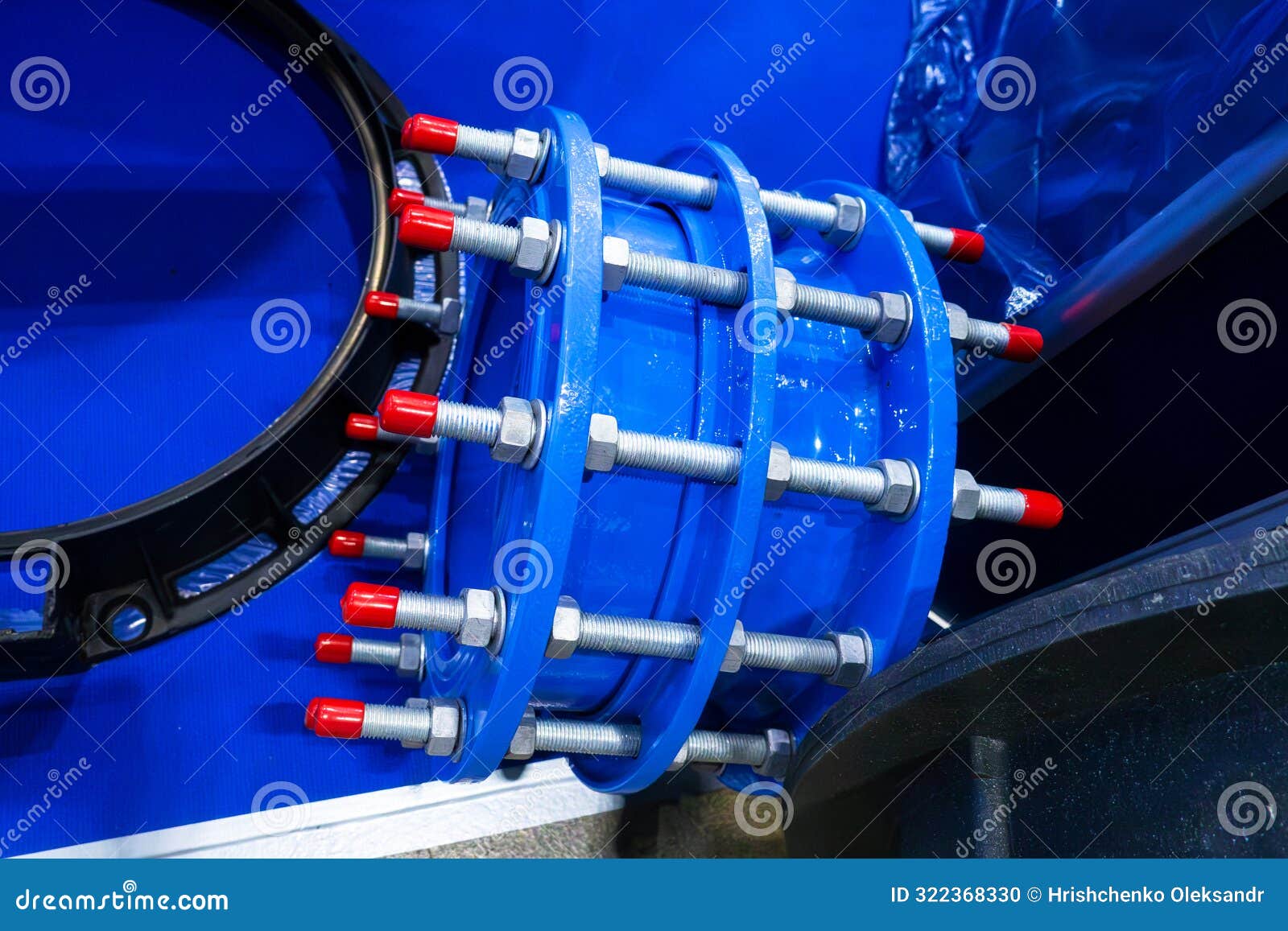 Connecting Clamps with Bolts for Large Diameter Pipes Stock Photo ...