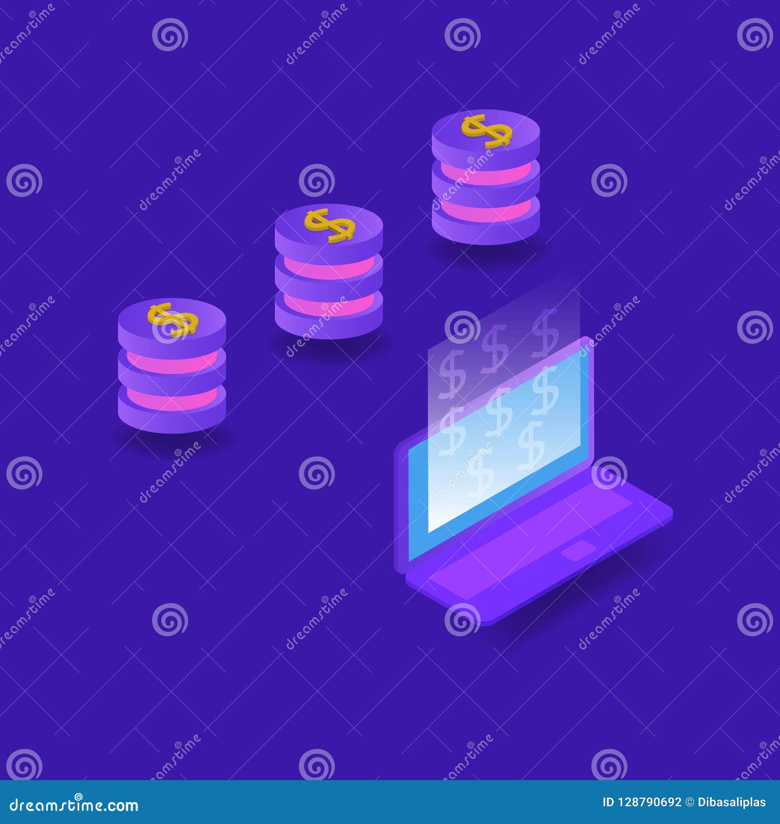Connecting a Computer To the Network and Making Money . Stock Vector ...