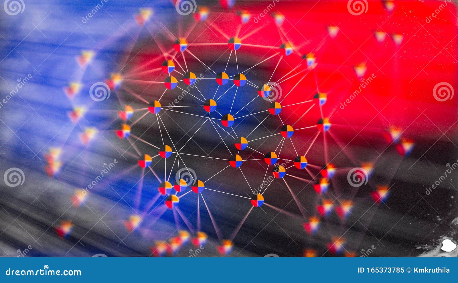 Connecting Dots and Lines Black Red and Blue Blurred Background Image ...