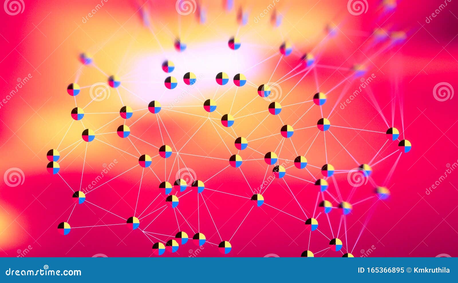 Connecting Dots and Lines Pink Yellow and White Blur Background Stock ...